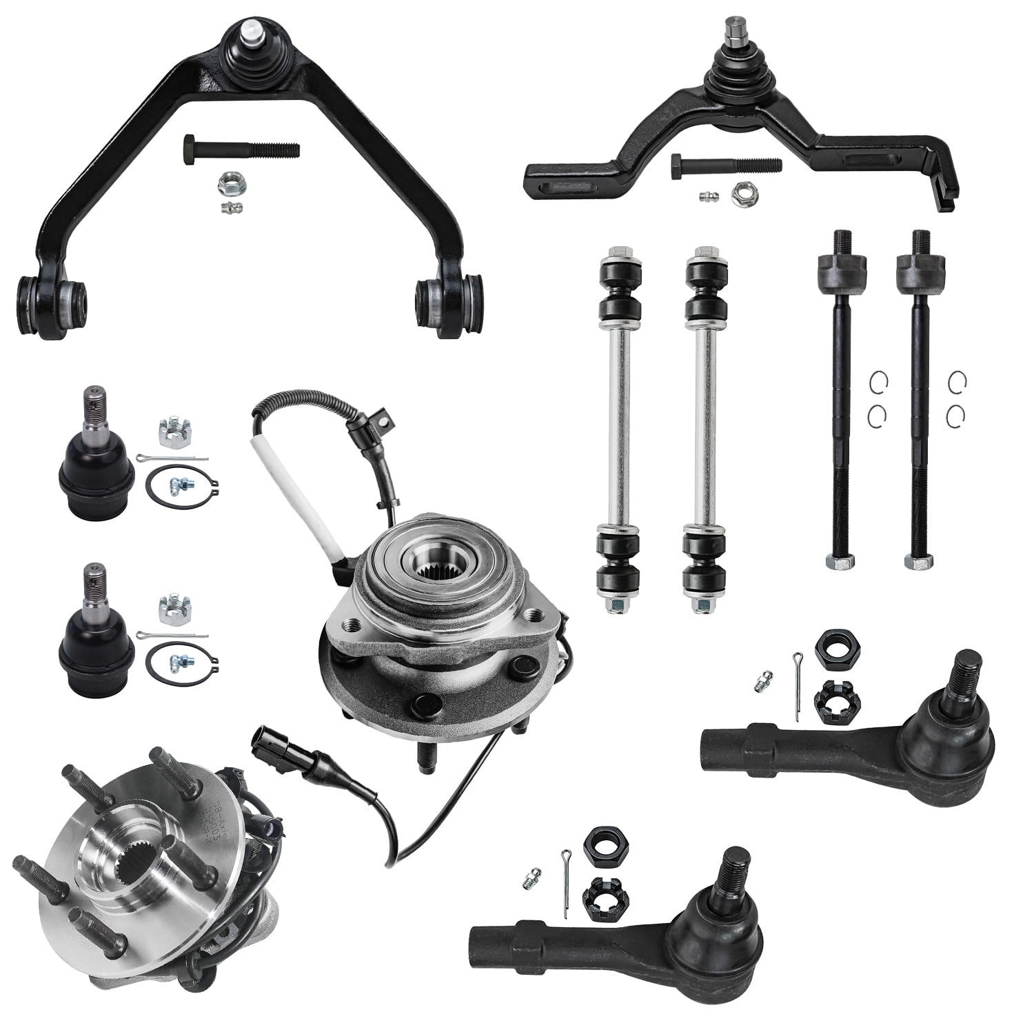Detroit Axle - 4WD 12pc Front Wheel Bearing Hubs Control Arms Kit for ...