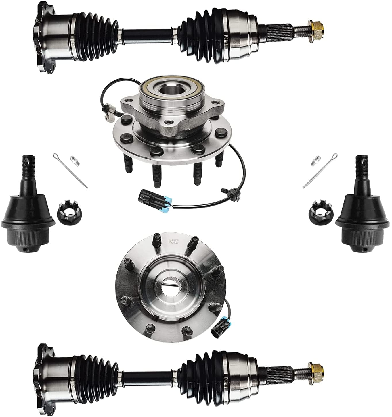 Detroit Axle - 4WD Front CV Axles Wheel Bearing Hubs Kit for Silverado ...