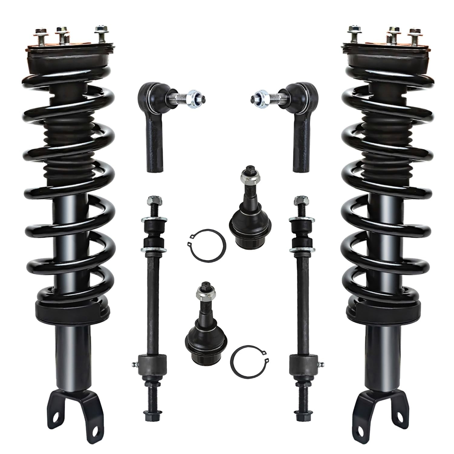 Detroit Axle - 4WD Front Struts & Coil Spring + Sway Bars + Outer Tie ...