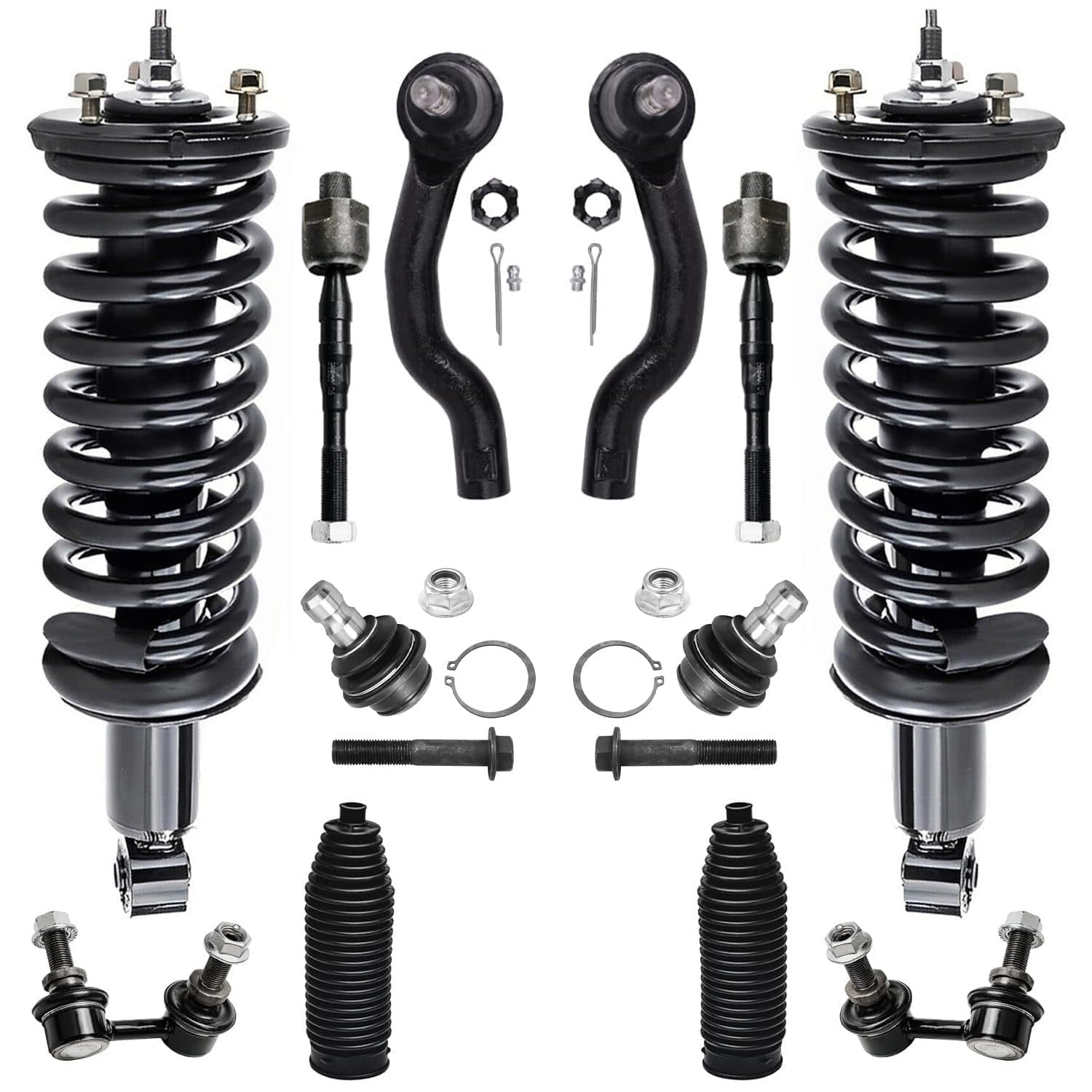 Detroit Axle - 4WD Front Struts Sway Bars Ball Joints Tie Rods Boots ...
