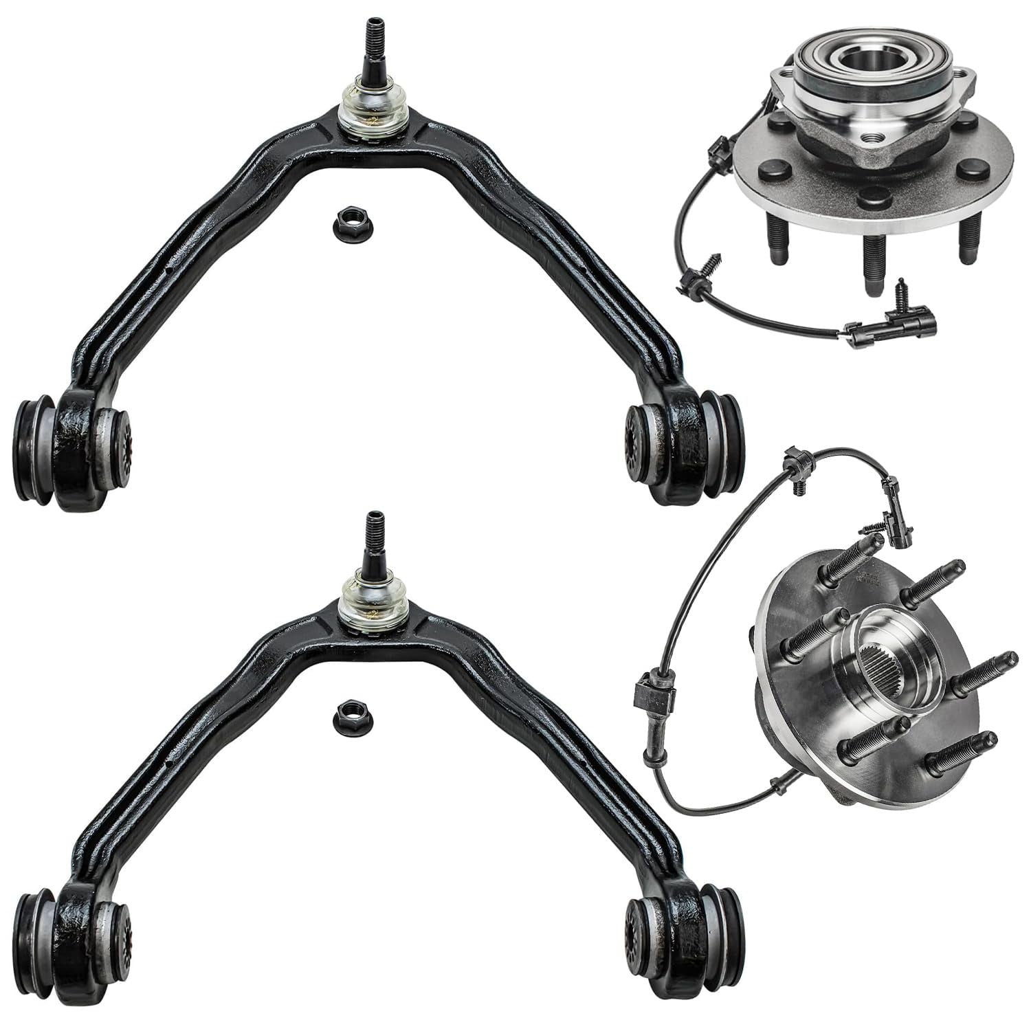 Detroit Axle - 4WD Front Upper Control Arms Wheel Hubs Replacement for ...