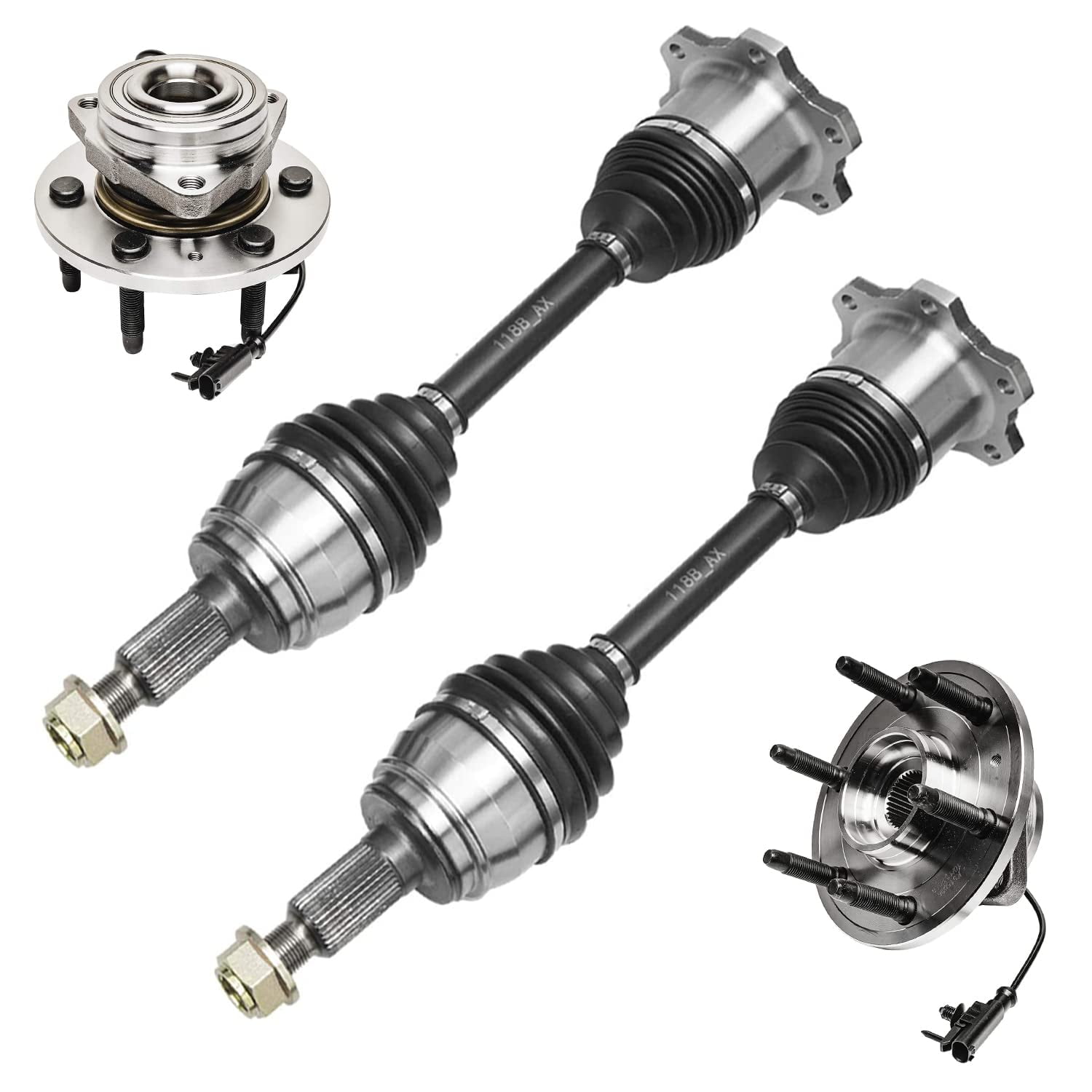 Detroit Axle - 4WD Front Wheel Bearing Hubs CV Axles for Chevy, GMC ...