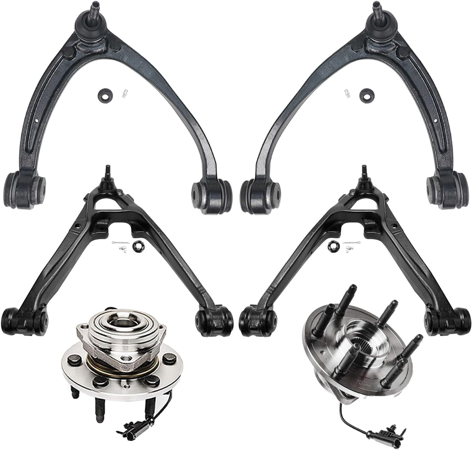 Detroit Axle - 4WD Front Wheel Bearing Hubs Upper Lower Control Arms w ...