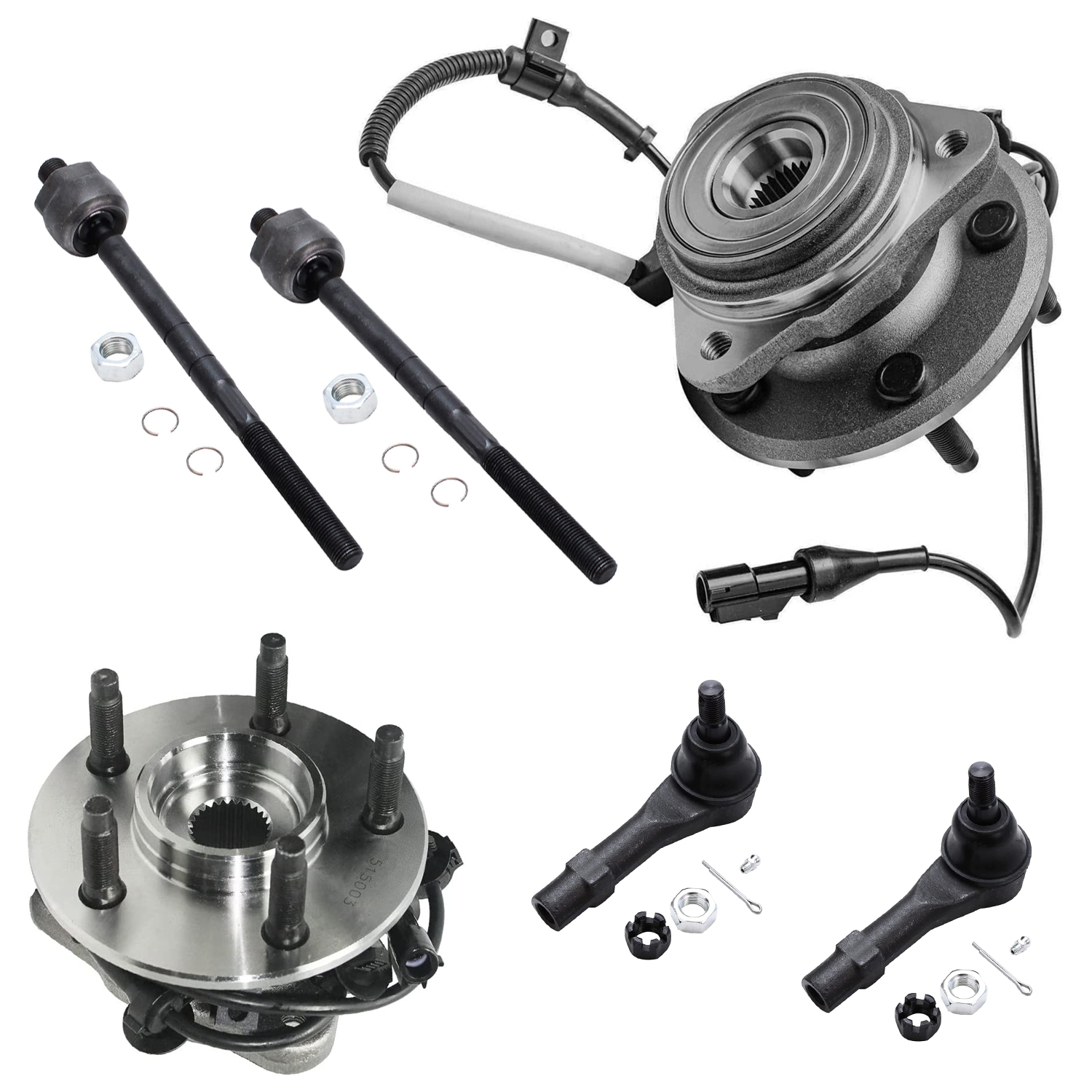 Detroit Axle - 4WD Front Wheel Hub Bearings Tie Rod Ends Replacement ...