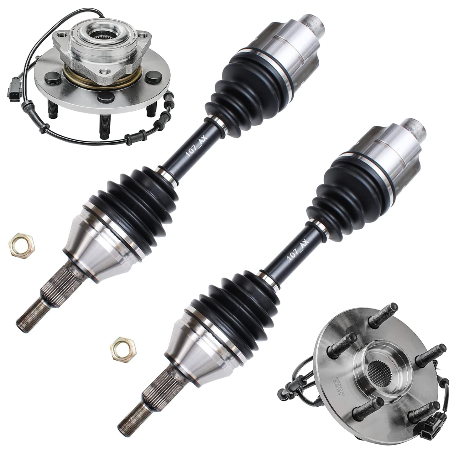 Detroit Axle - 4WD Front Wheel Hub and Bearing CV Axle Shafts ...
