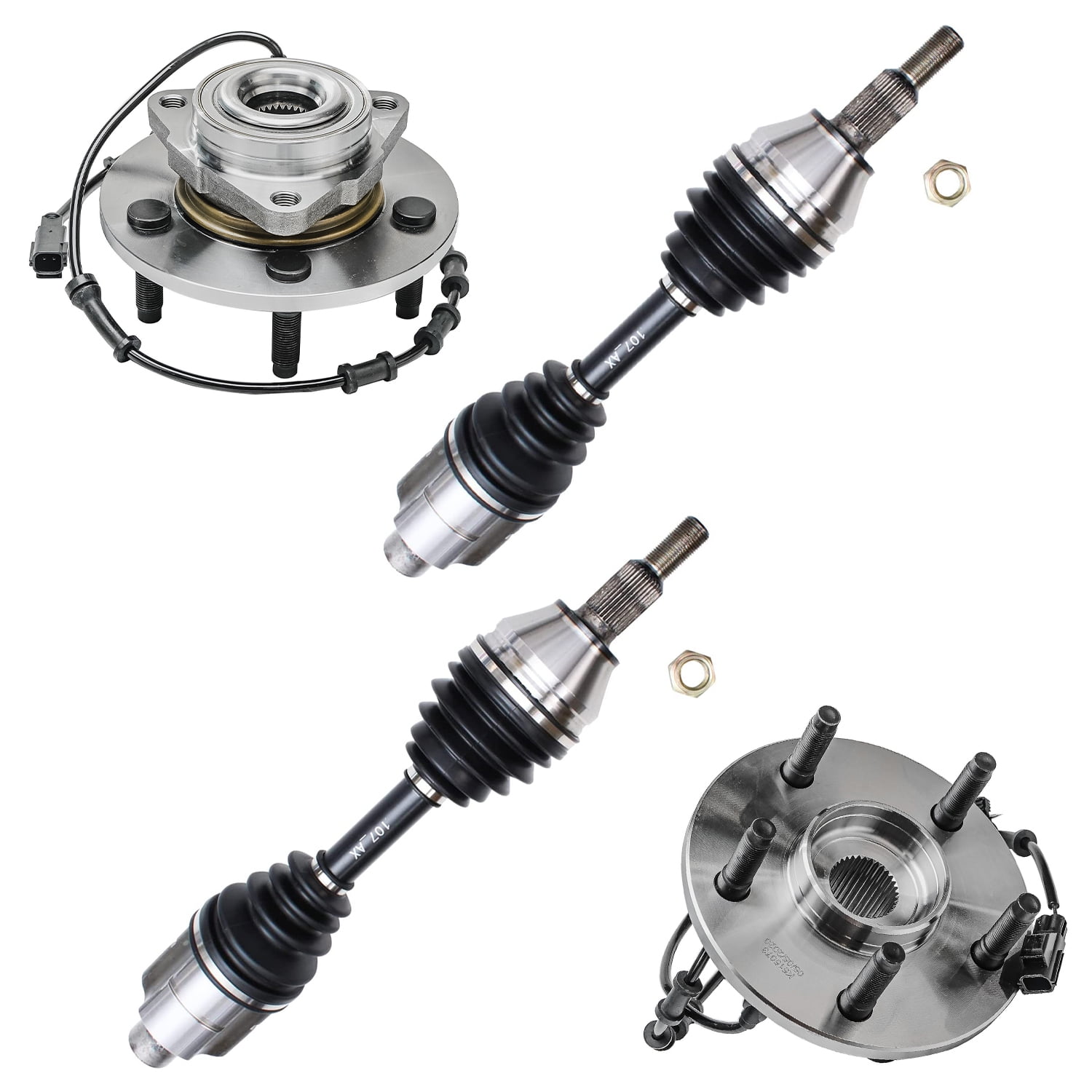 Detroit Axle - 4WD Front Wheel Hub and Bearing CV Axle Shafts for 2002 ...