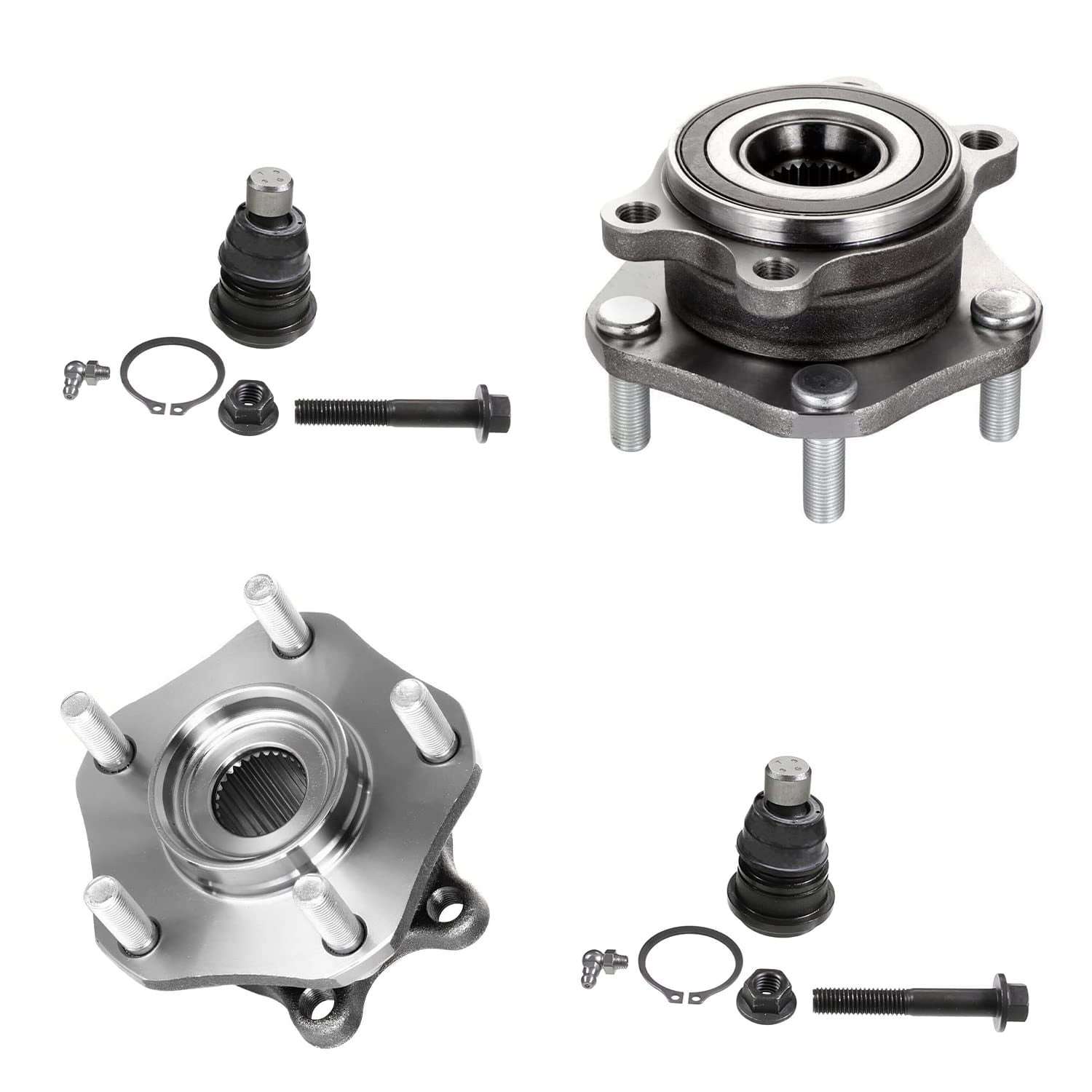 Detroit Axle - 4pc Front Wheel Bearing Hubs Kit for 2014-2018 Nissan ...