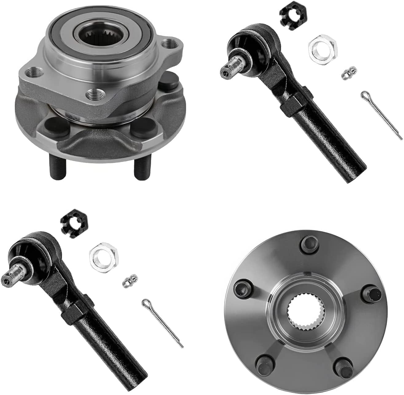 Detroit Axle - 4pc Front Wheel Bearing Hubs Outer Tie Rods for Subaru ...