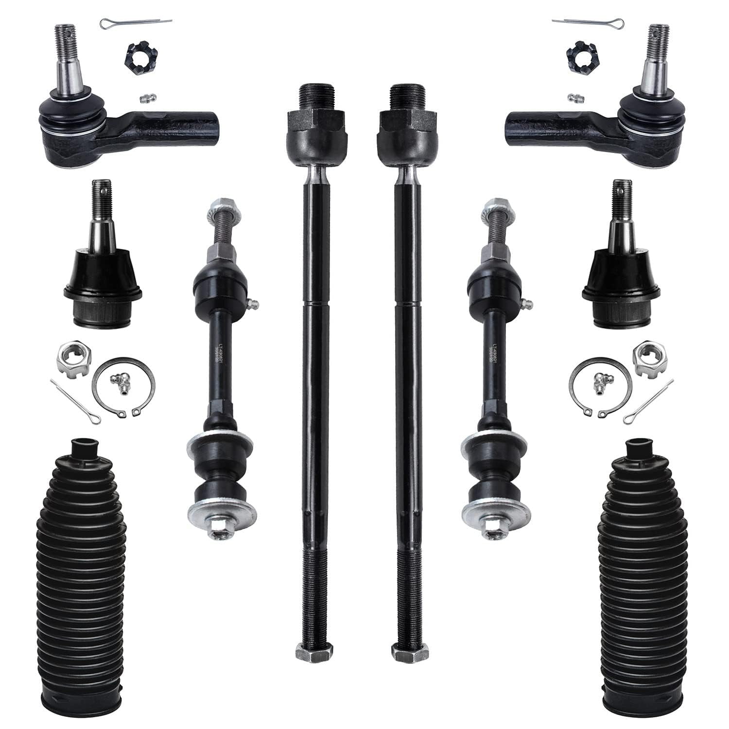 Detroit Axle - 5 Lug Front Lower Ball Joints + + Sway Bar Links + Tie ...