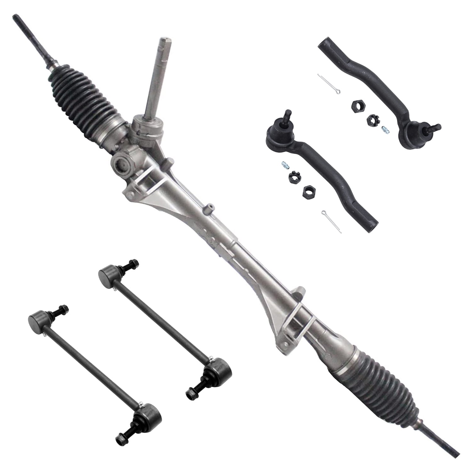 Detroit Axle - 5pc Steering Rack and Pinion Outer Tie Rods Sway Bars ...