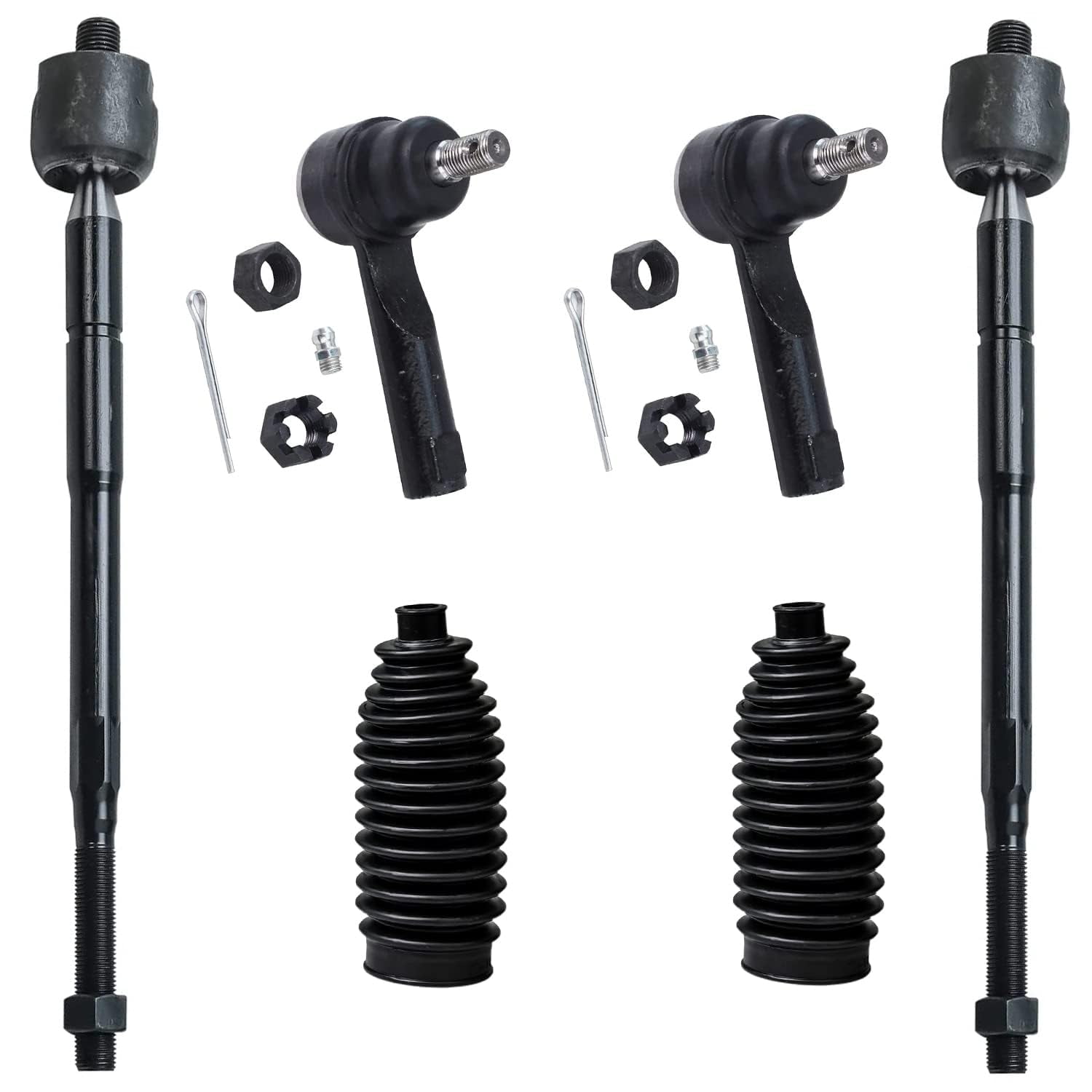 Detroit Axle - 6PC Front Inner and Outer Steering Tie Rod Ends w/Tie ...