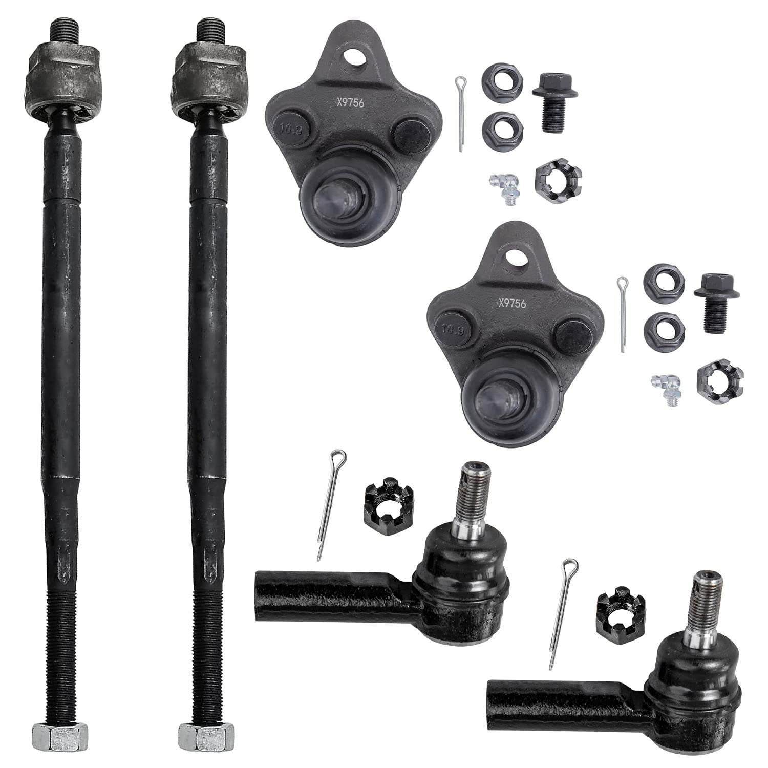 Detroit Axle - 6PC Front Lower Ball Joint, Inner and Outer Tie Rod ...