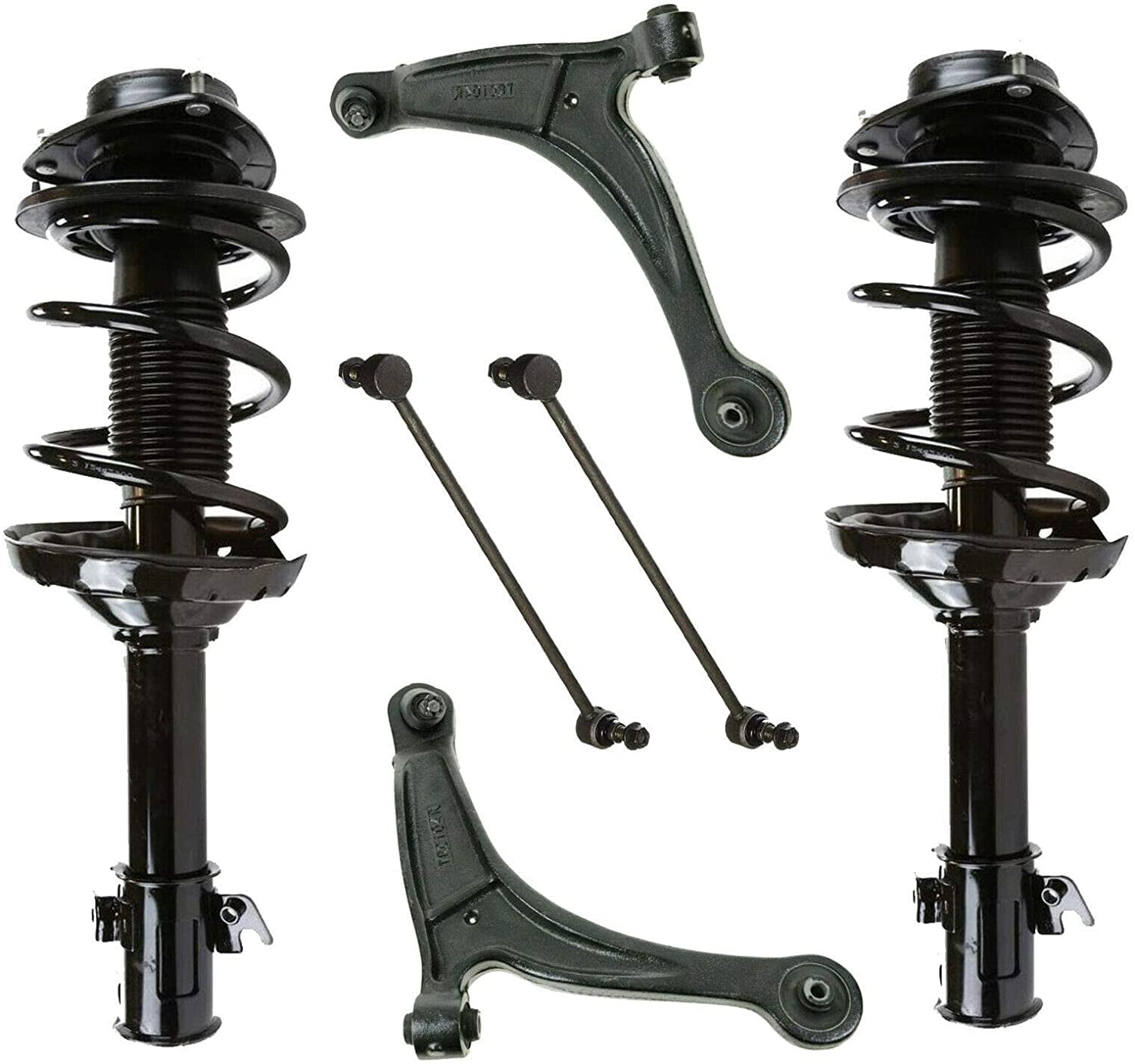 Detroit Axle - 6PC Front Strut Assemblies Lower Control Arms Sway Bar ...