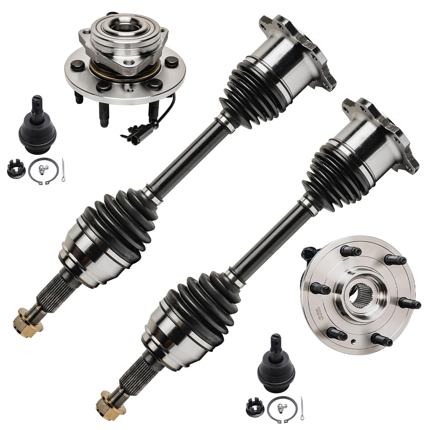 Detroit Axle - 6pc Front CV Axles Wheel Bearing Hubs Kit for Silverado ...