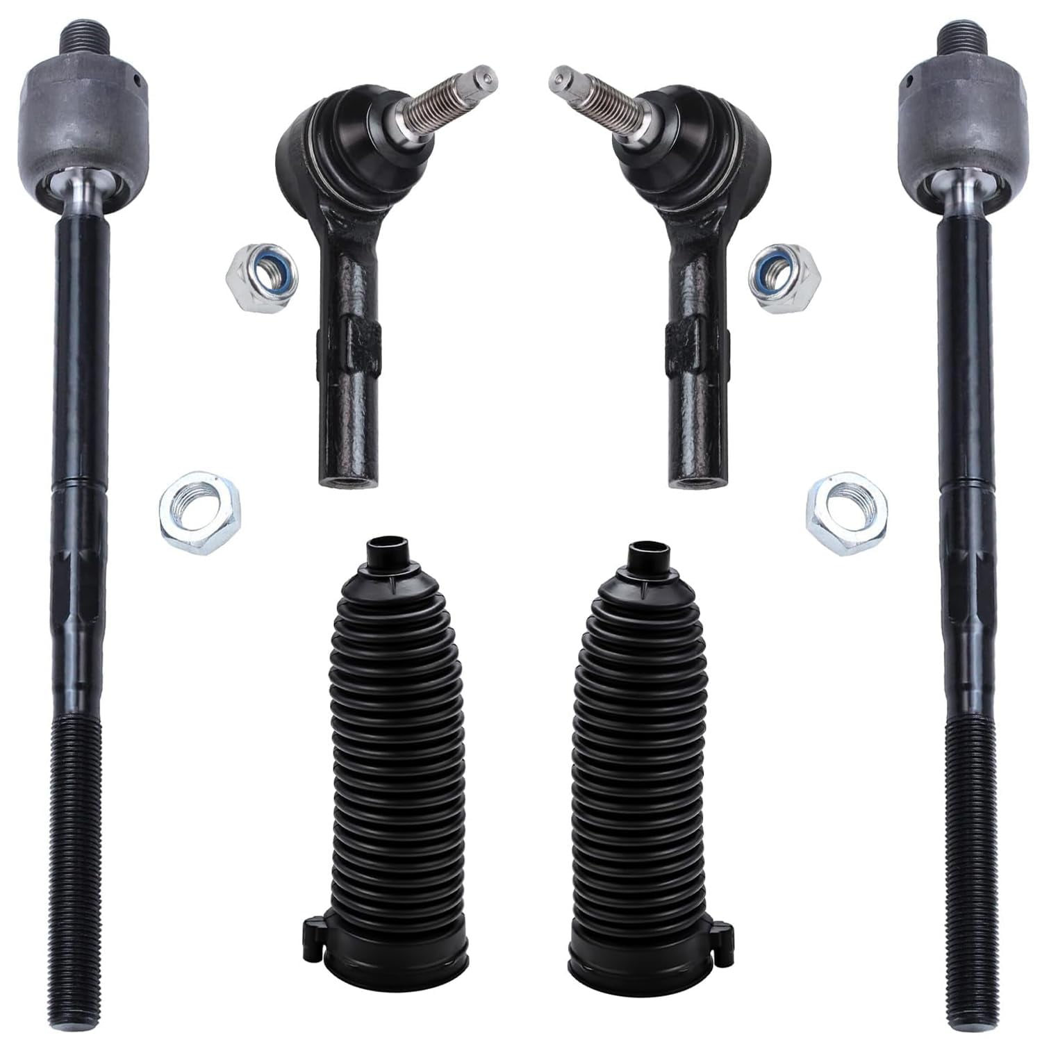 Detroit Axle - 6pc Front Inner Outer Tie Rods w/Boots Replacement for ...