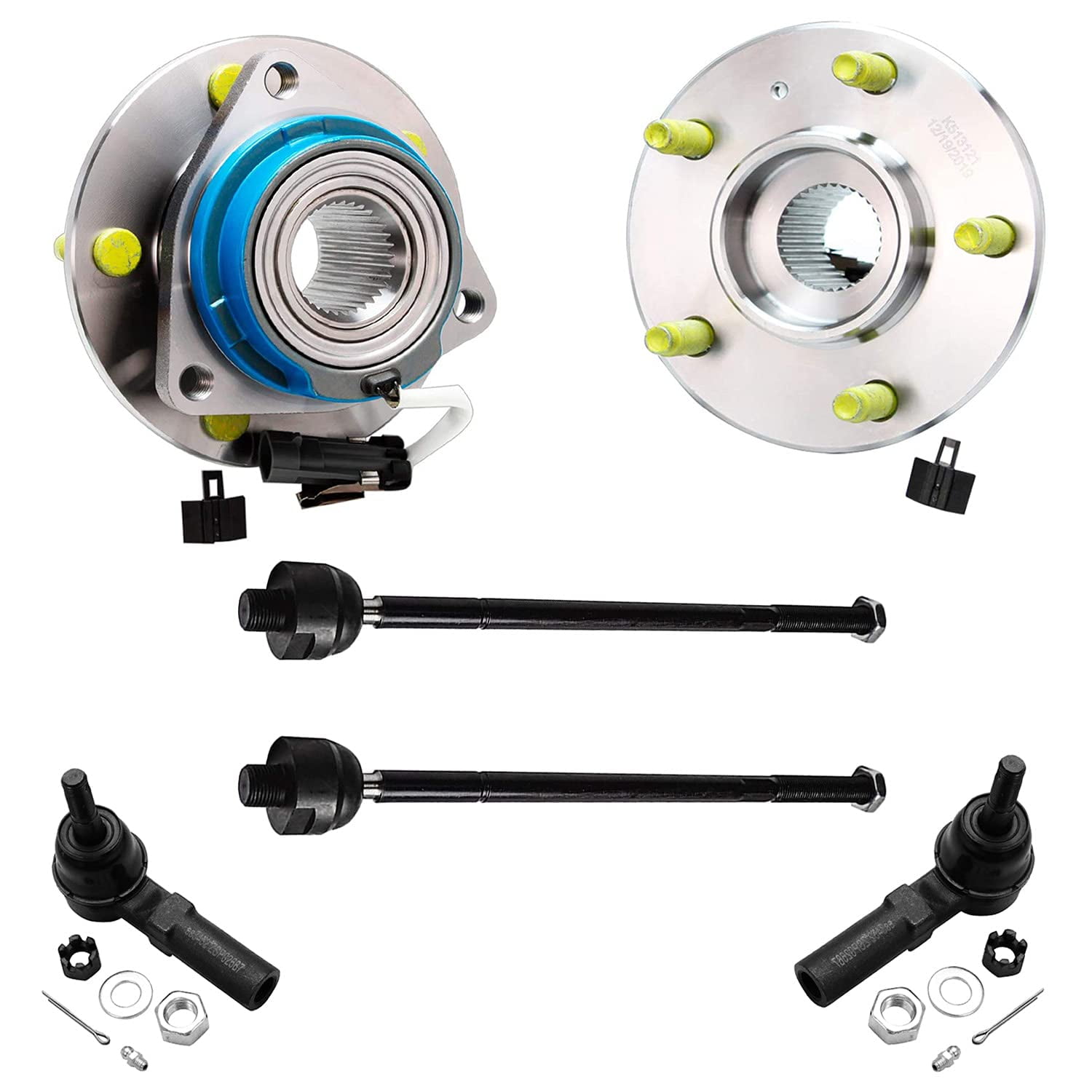 Detroit Axle - 6pc Front Wheel Hub Bearings Tie Rods Replacement for ...