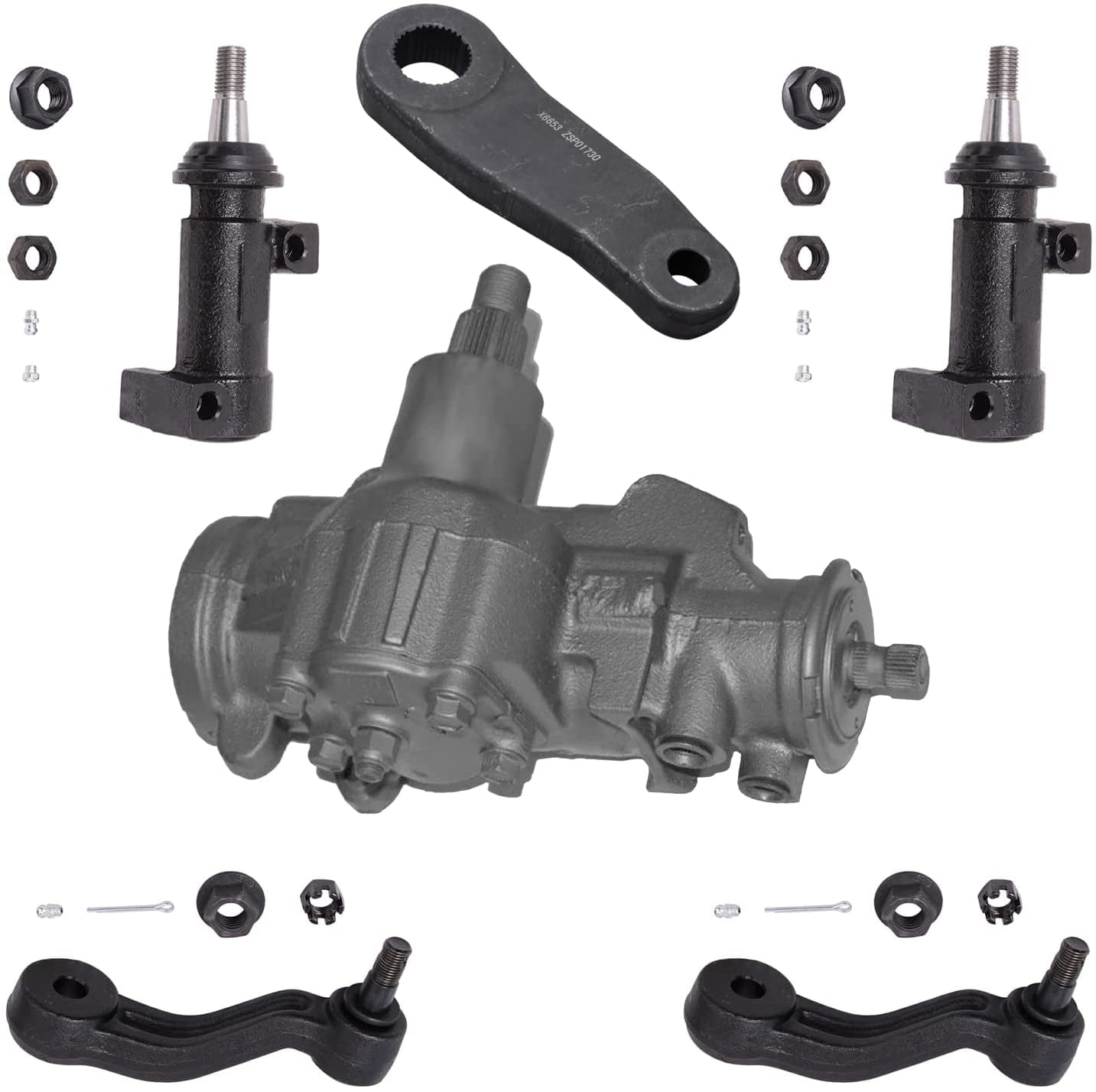 Detroit Axle 6pc Power Steering Gear Box Idler Pitman Arm Replacement