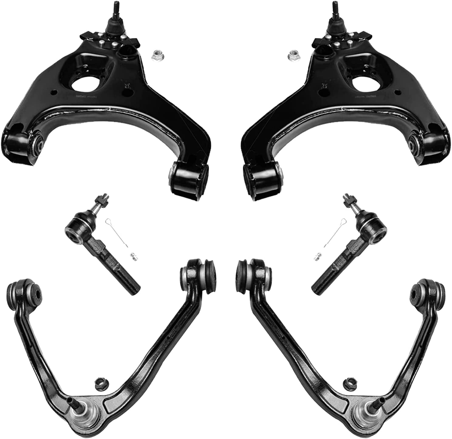 Detroit Axle - 6pc RWD Front Upper Lower Control Arms Outer Tie Rods ...