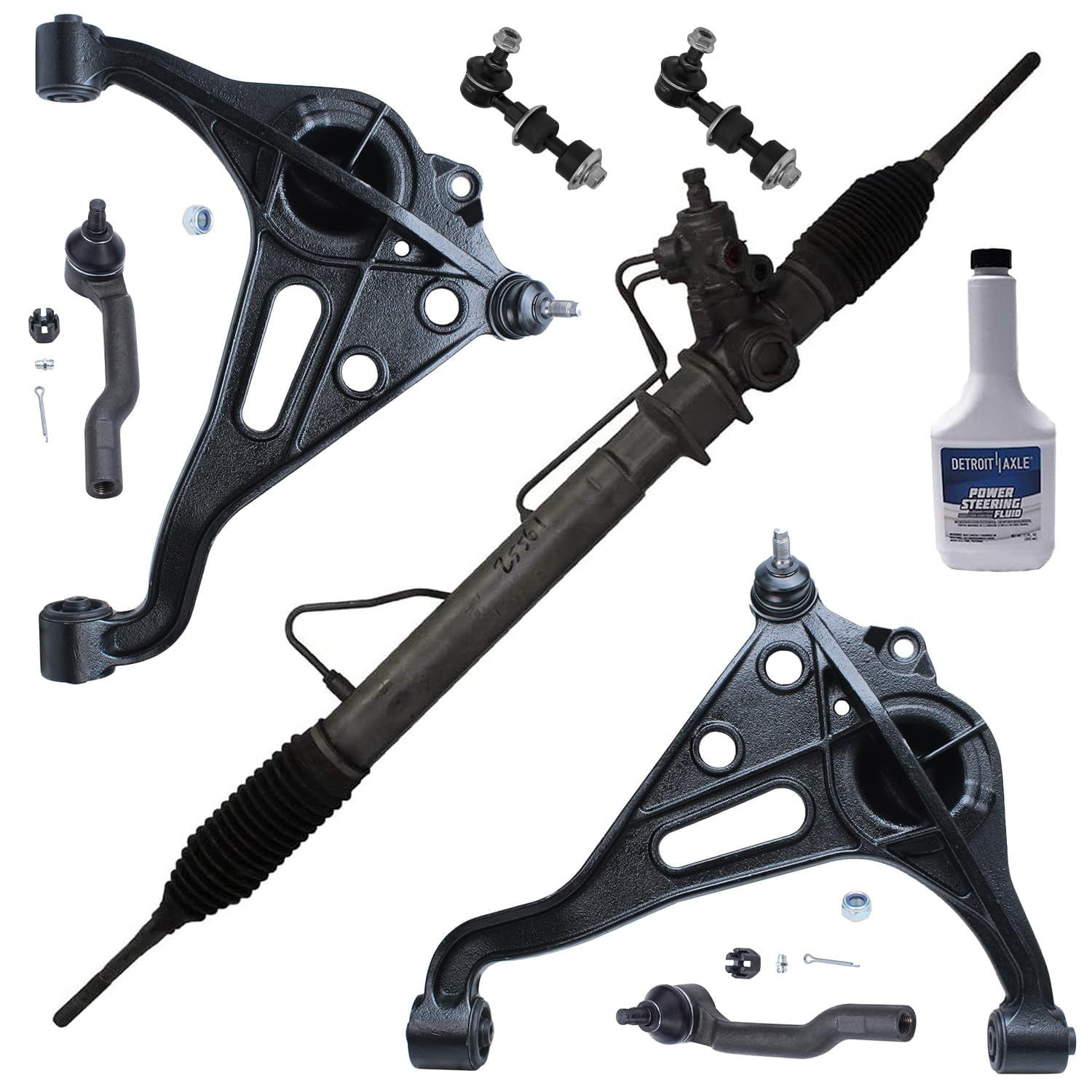 Detroit Axle - 8PC Complete Power Steering Rack and Pinion Assembly w ...