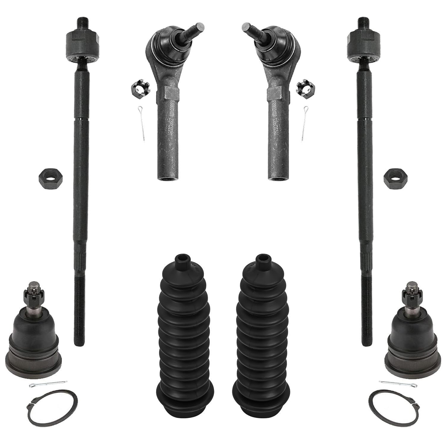 Detroit Axle - 8PC Front Lower Ball Joints, Inner and Outer Tie Rods w ...