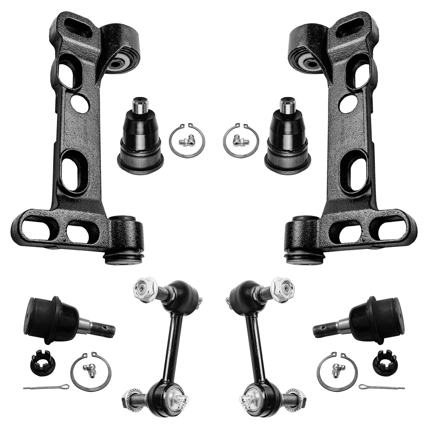 Detroit Axle - 8PC Front Lower Control Arm Support Bracket, Sway Bar ...