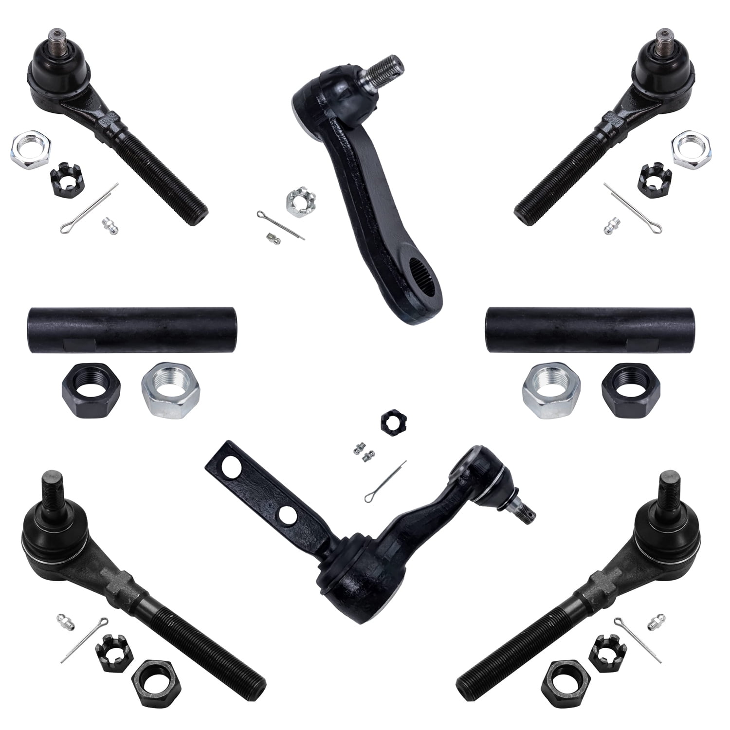 Detroit Axle - 8pc 4WD Front Tie Rods Adjustment Sleeves Pitman Idler ...