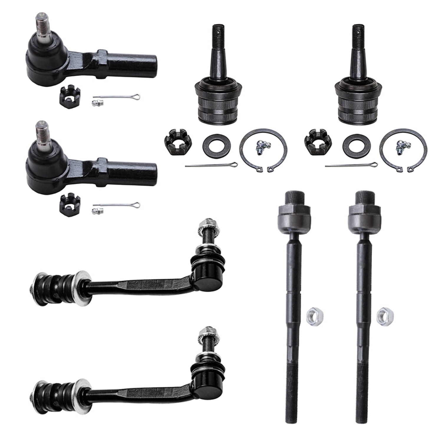 Detroit Axle - 8pc Front Lower Ball Joints, Sway Bars, Inner and Outer ...
