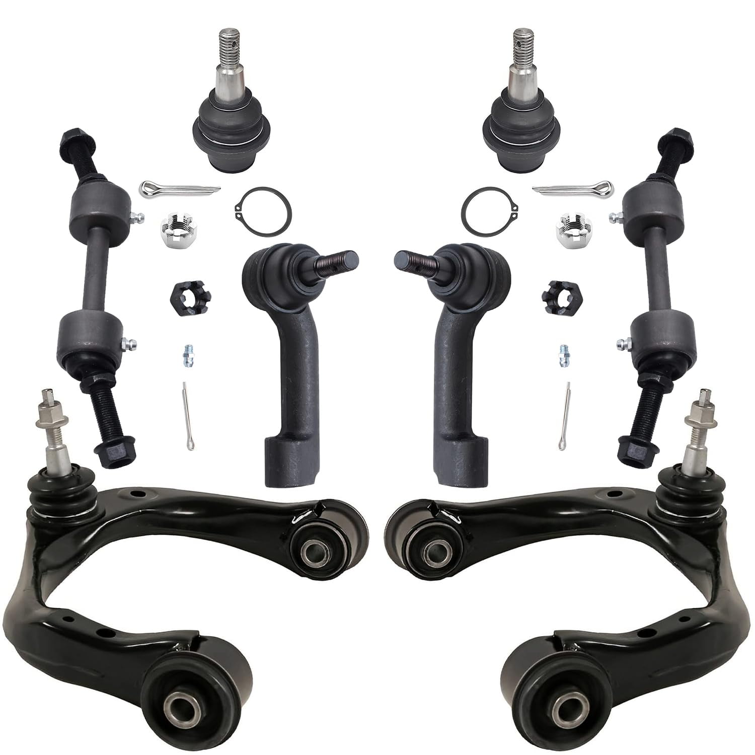 Detroit Axle - 8pc Front Upper Control Arms Sway Bar Tie Rod Kit for ...