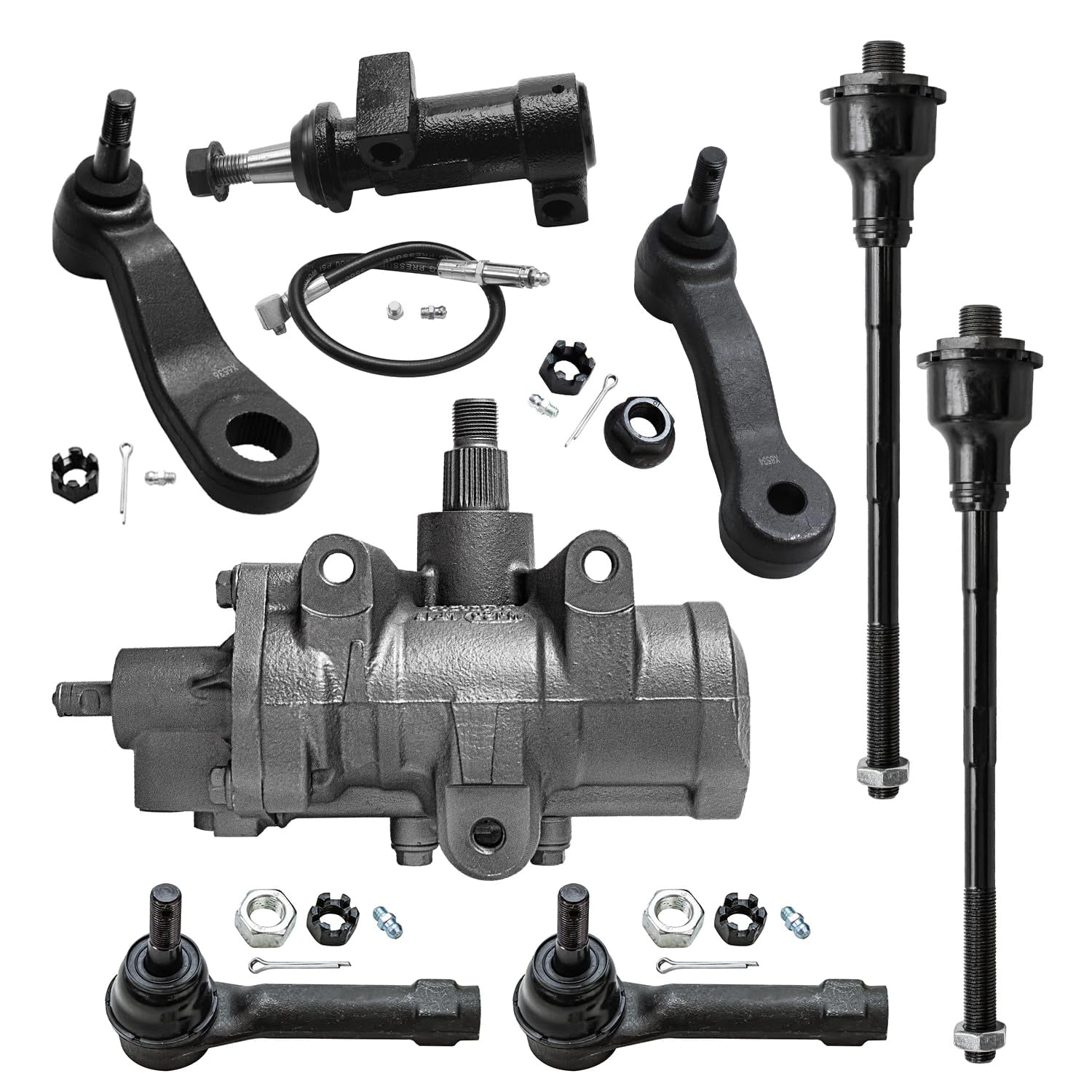 Detroit Axle - 8pc Power Steering Gearbox Idler Pitman Arms Tie Rods ...