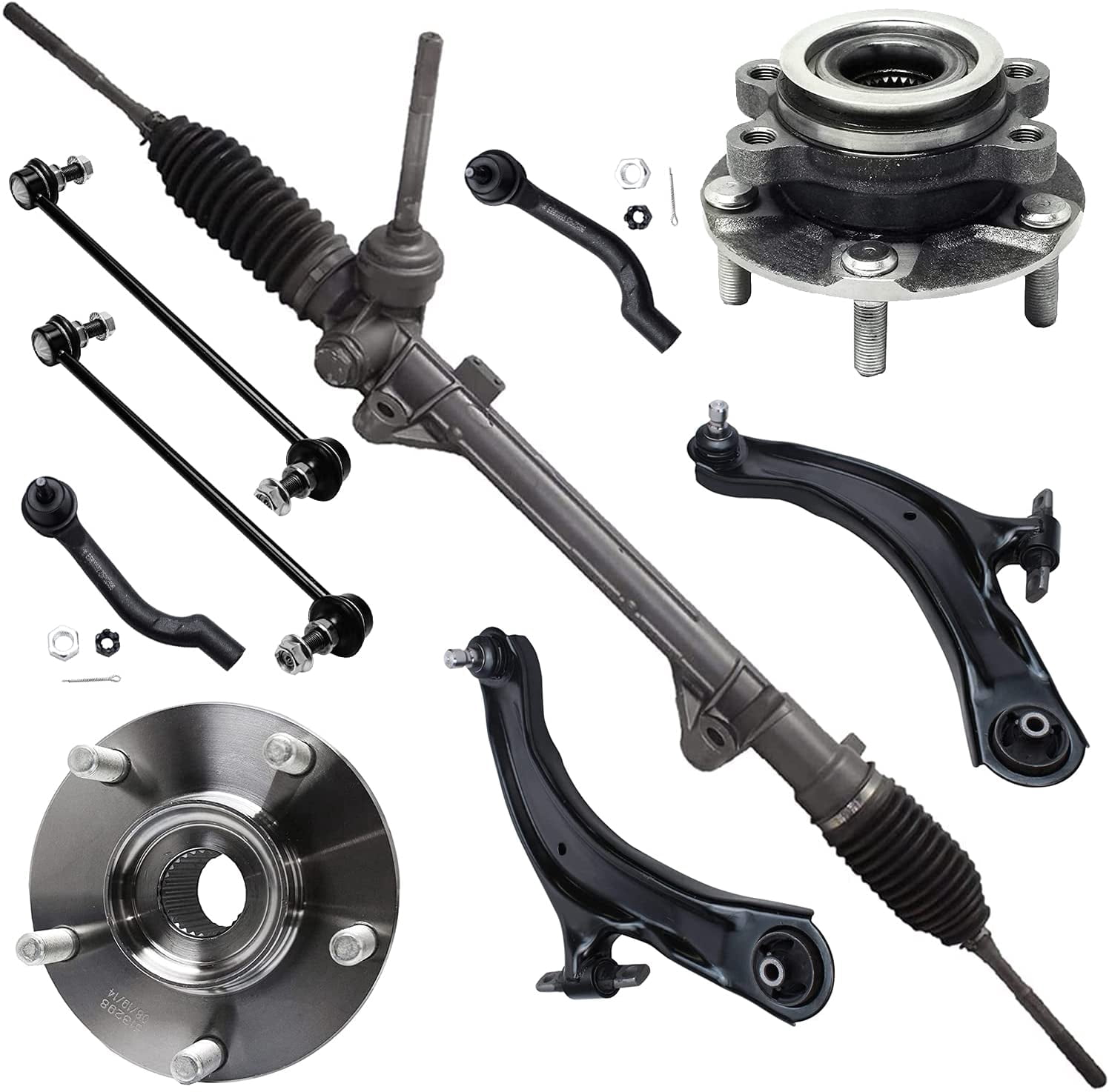 Detroit Axle - 9PC Complete Power Steering Rack and Pinion Assembly ...