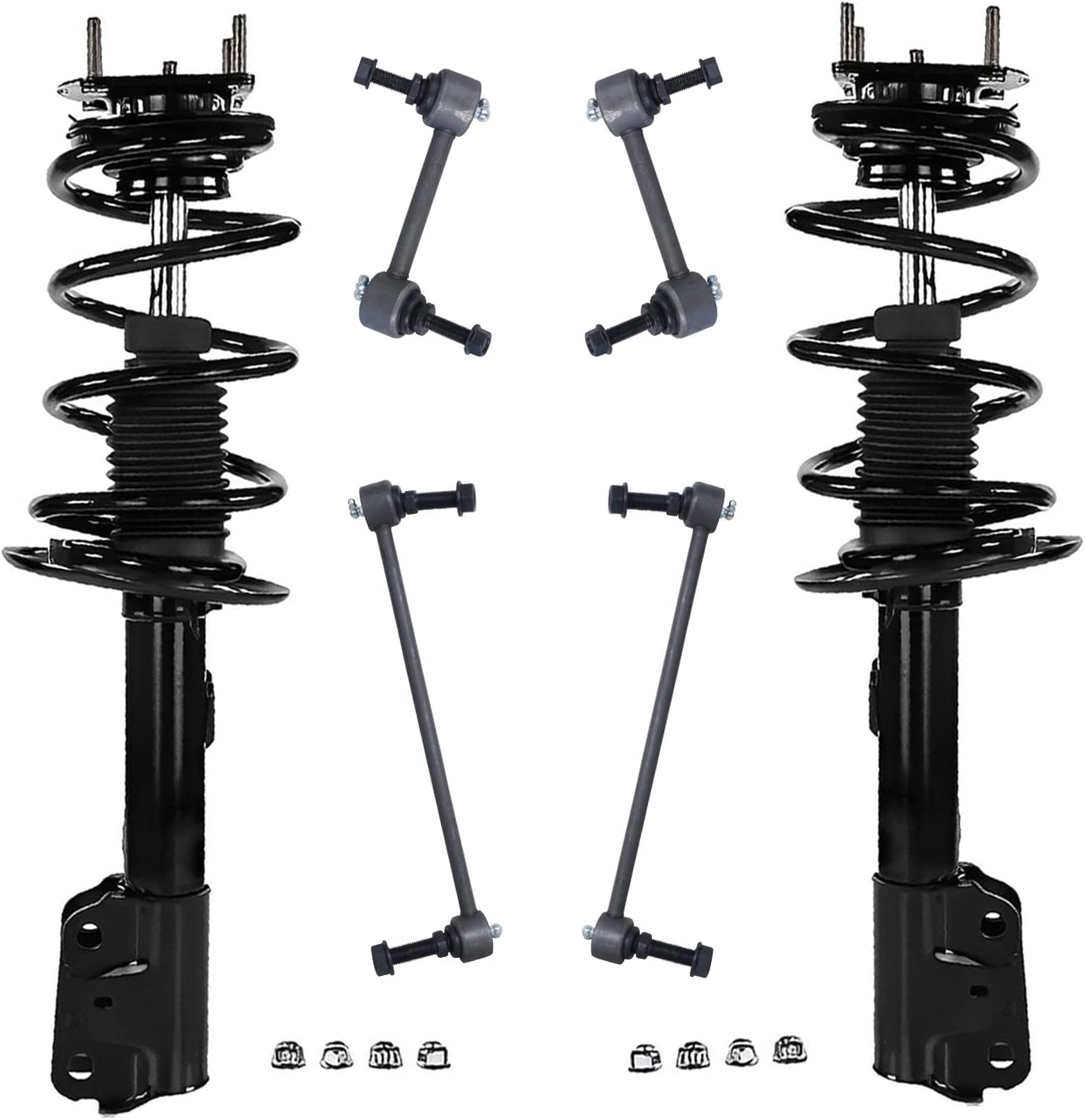 Detroit Axle - AWD Front and Rear Struts w/ Coil Spring + Sway Bar ...