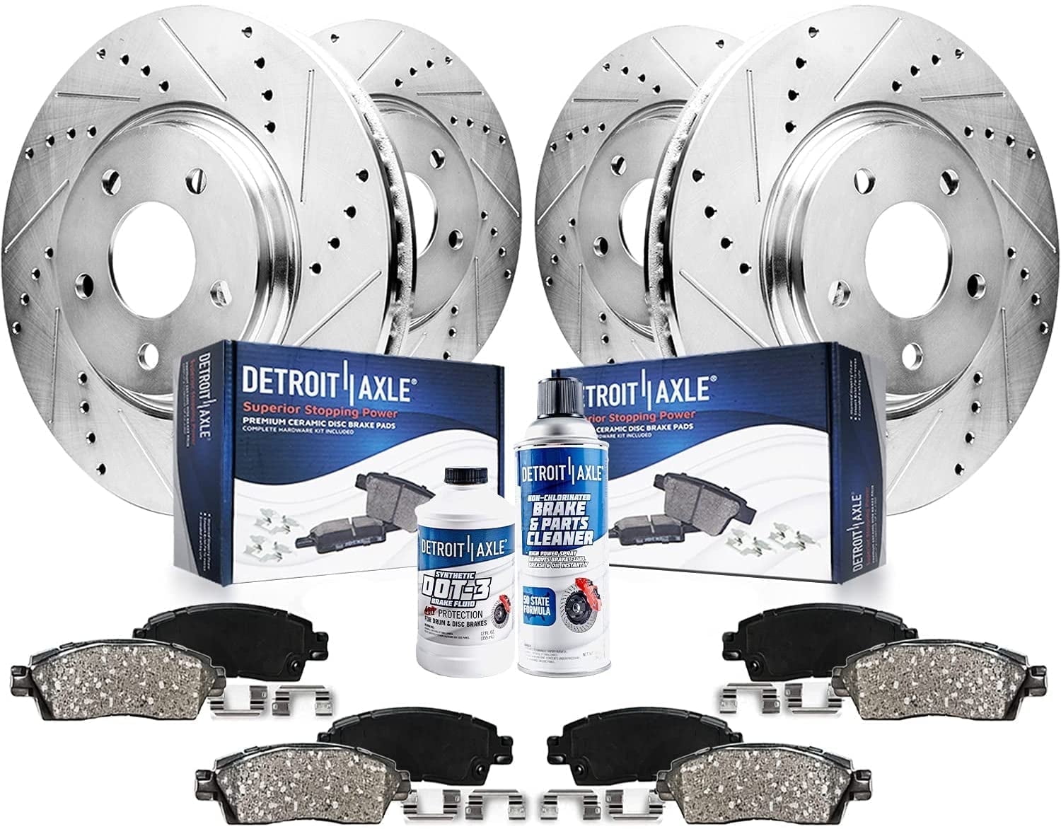Detroit Axle Brake Kit for Chrysler, Dodge - Drilled Slotted Disc Brake ...