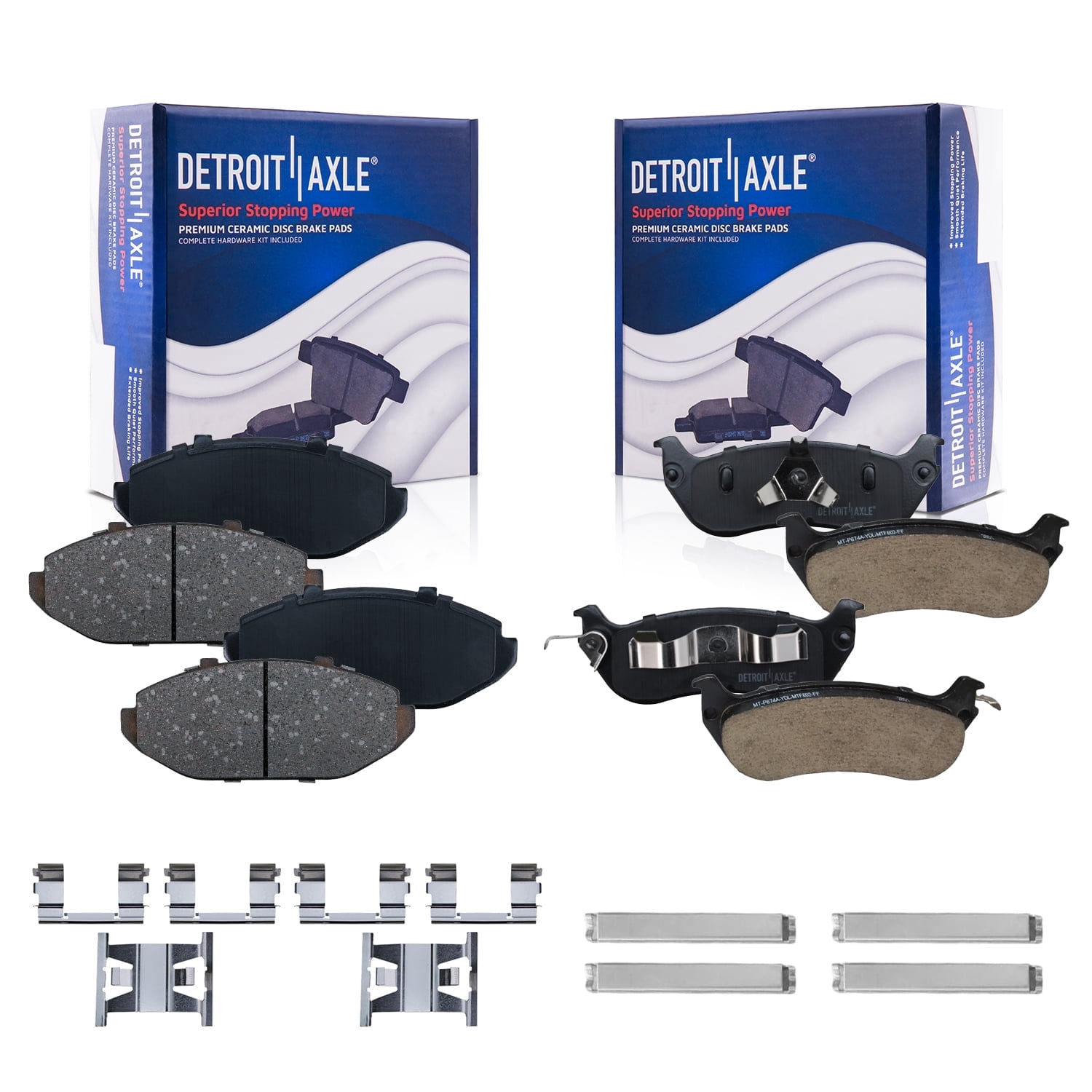 Detroit Axle - Front Rear Ceramic Brake Pads for 1998-2002 Mercury ...