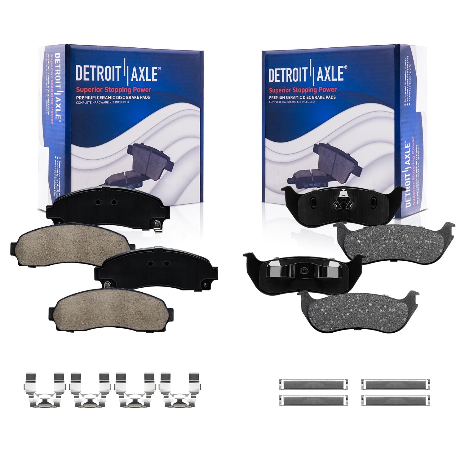 Detroit Axle - Front and Rear Ceramic Brake Pads w/Hardware for 2002 ...