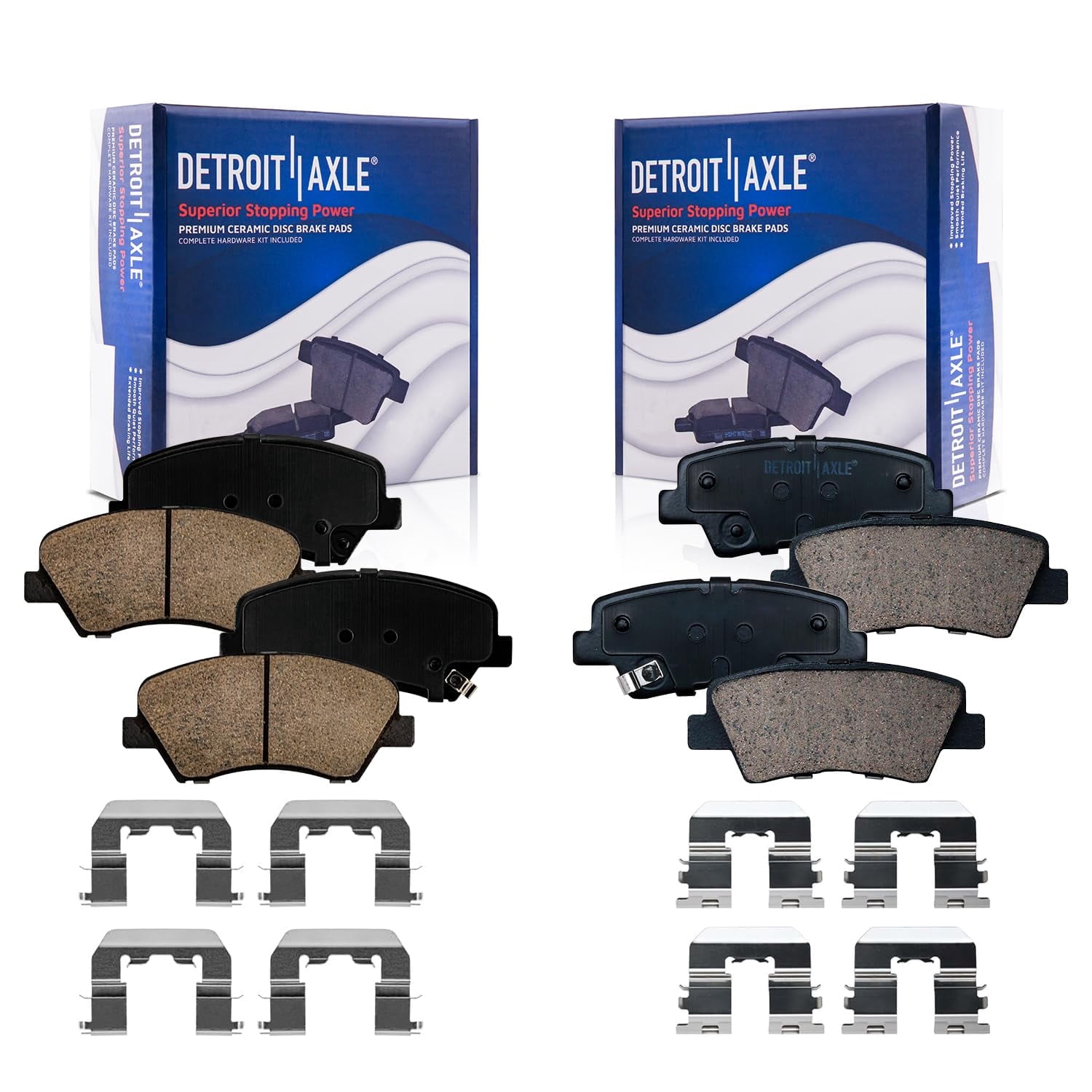 Detroit Axle - Front & Rear Ceramic Brake Pads for Hyundai Elantra ...