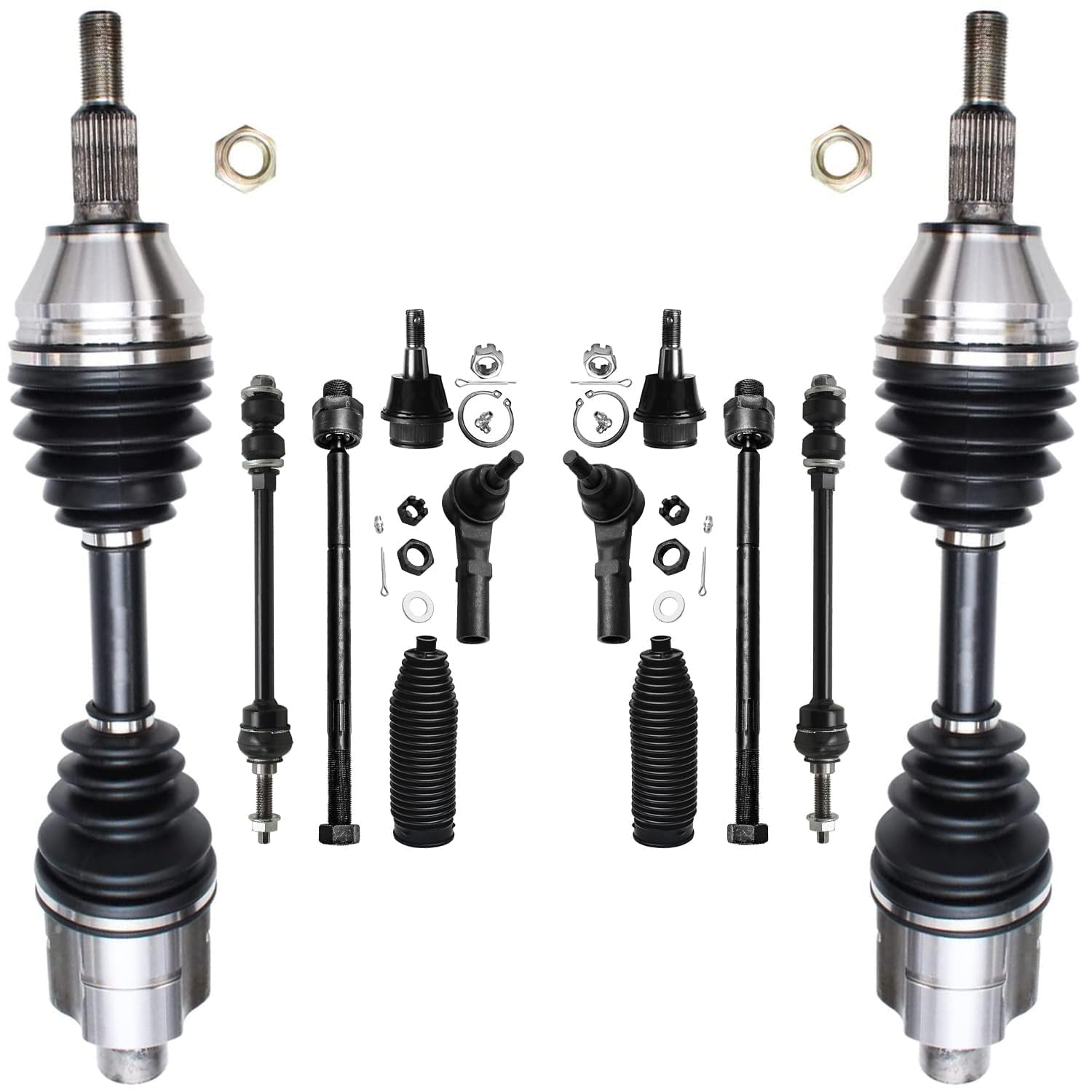 Detroit Axle - Complete 12-Piece Front Suspension Kit for 2002-05 Dodge ...