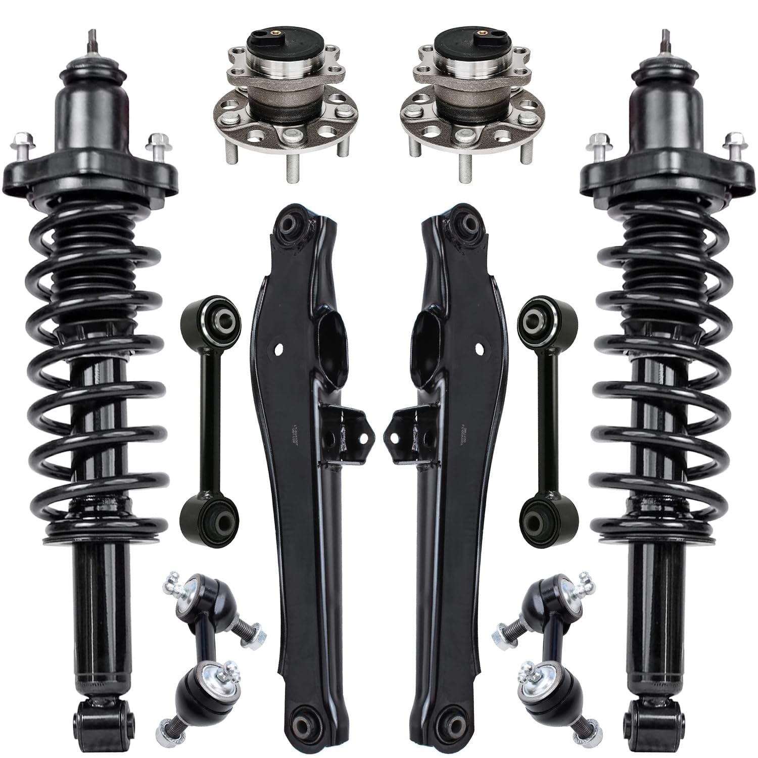 Detroit Axle - FWD Rear Struts Lower Control Arms Wheel Hub Bearings ...
