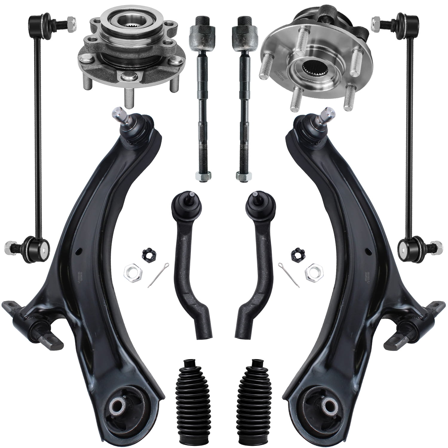 Detroit Axle 12pc Suspension Kit for 2008-15 Nissan Rogue, Control Arms ...