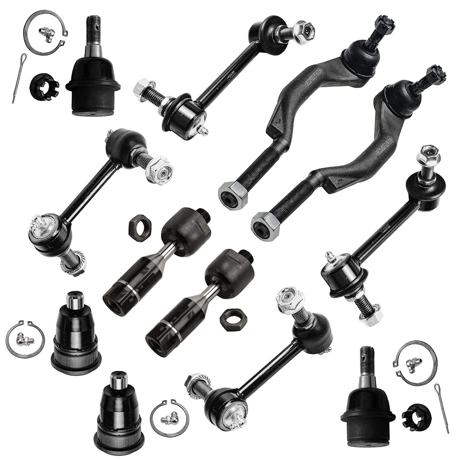 Detroit Axle - 12pc Front Suspension Kit, Control Arm, Stabilizer ...