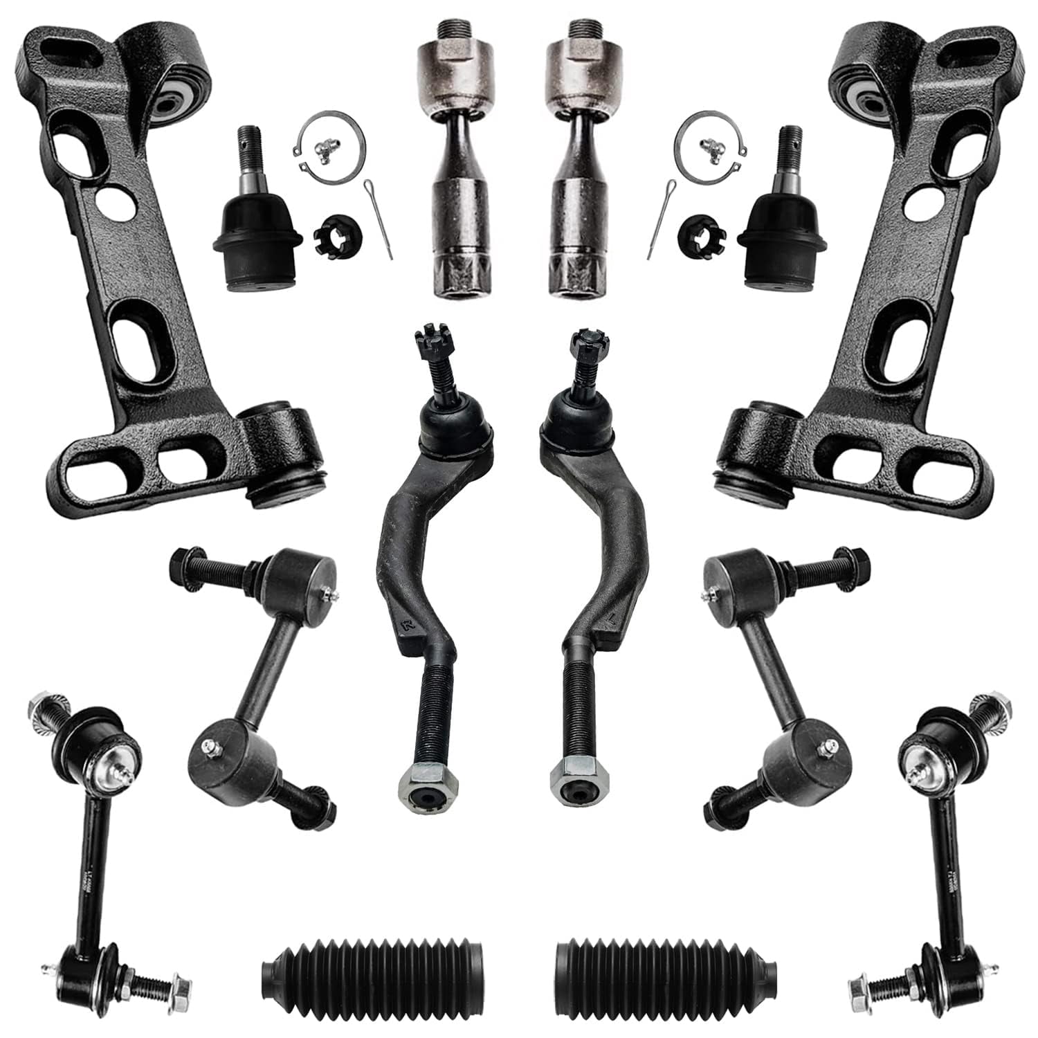 Detroit Axle - Front 16mm Inner & Outer Tie Rods Lower Control Arm ...