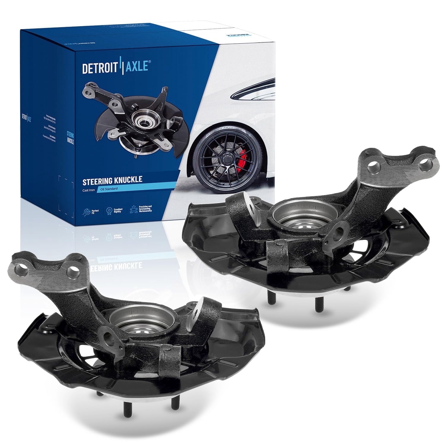 Detroit Axle - Front 2pc Steering Knuckles Load Wheel Bearing Hubs for ...