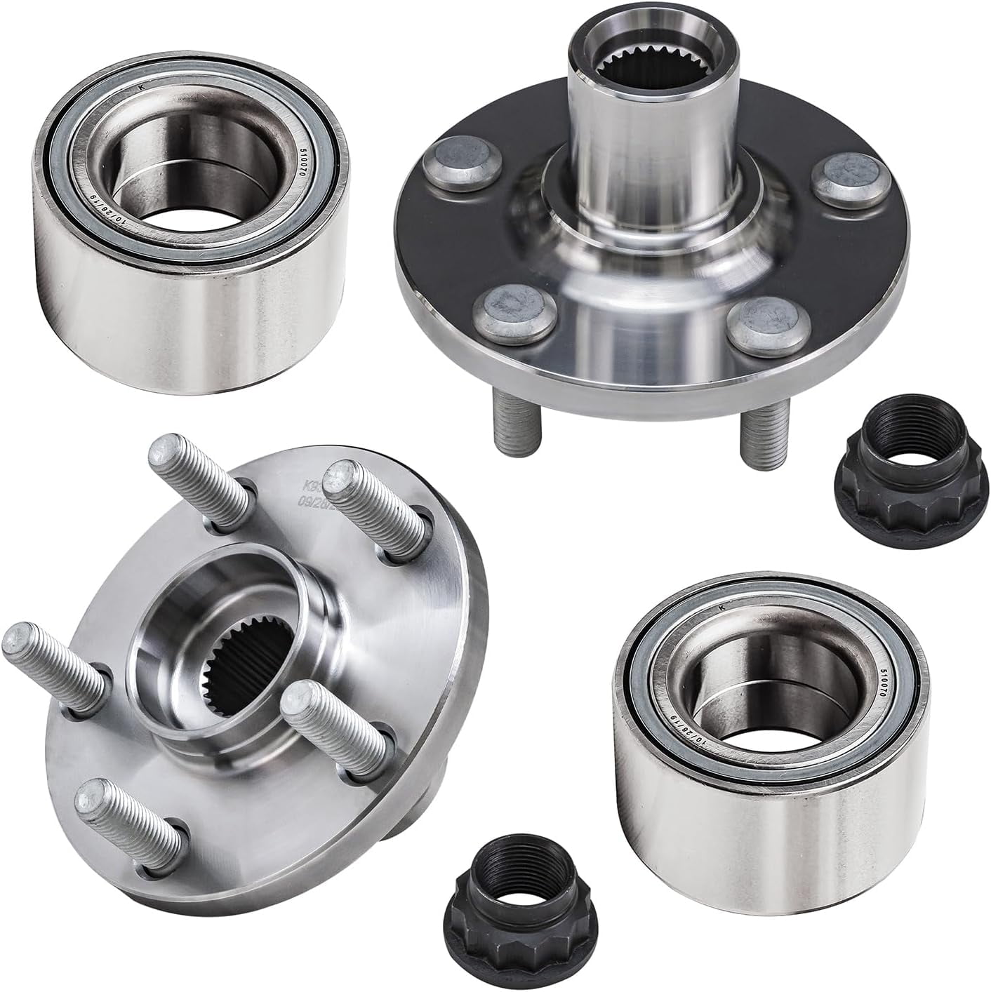 Detroit Axle - Front 4pc Wheel Bearing and Hubs Kit for Toyota Corolla ...