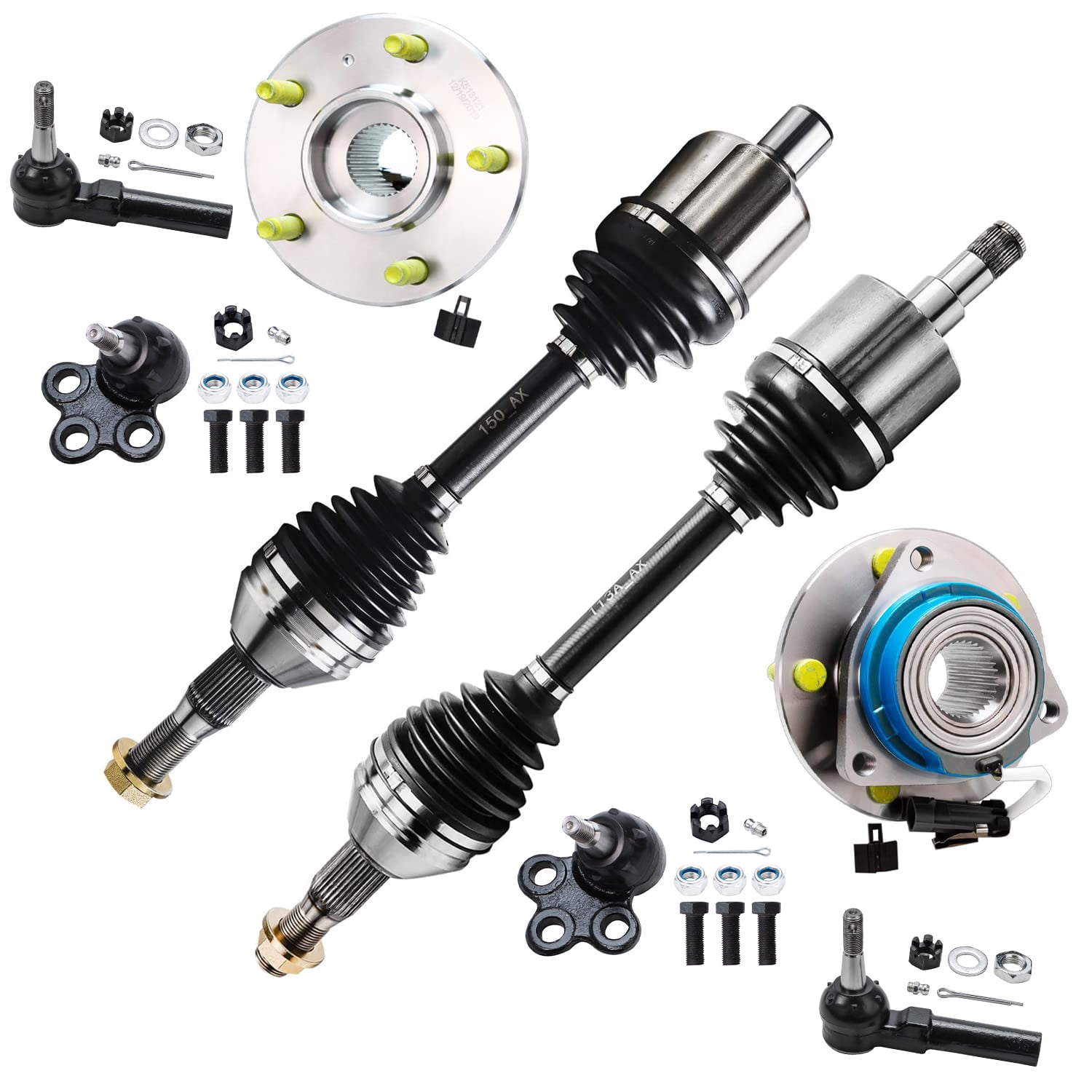 Detroit Axle - Front 8pc CV Axles Wheel Bearing Hubs for Chevy Impala Monte Carlo Pontiac Grand ...