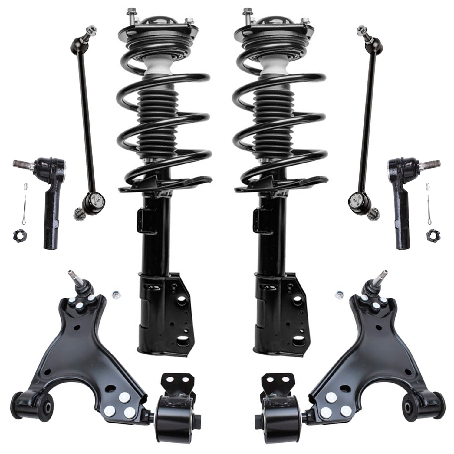 Detroit Axle Front Suspension Kit, 2 Struts, 2 Control Arms, 2 Tie Rods ...