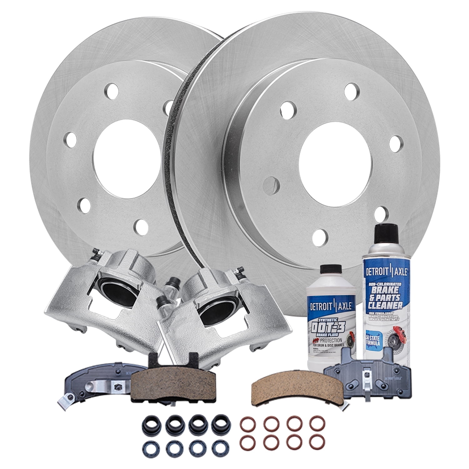 Detroit Axle Front Brake Kit, Rotors, Calipers with Brackets, Ceramic ...