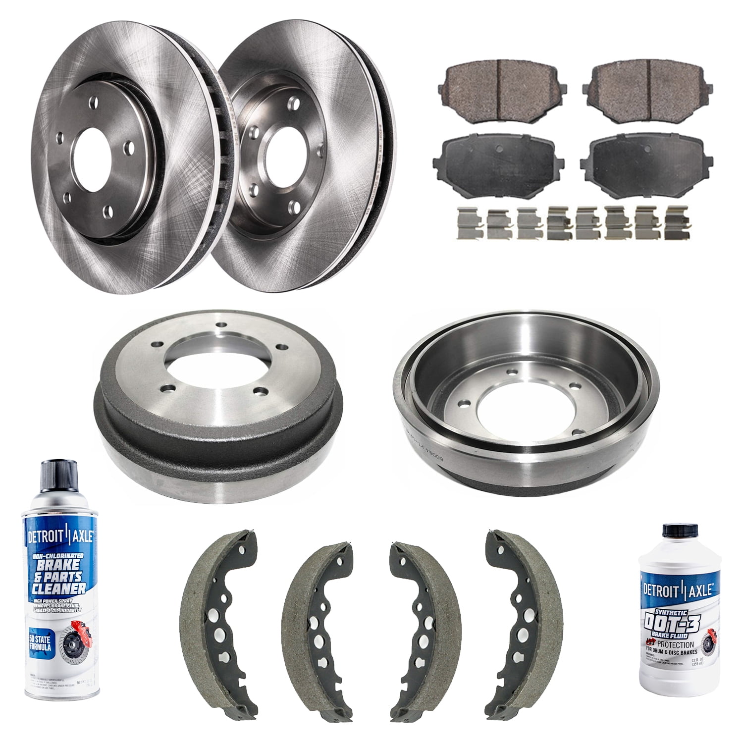 Detroit Axle - Front Brakes and Rotors Brake Pads Rear Brake Drums Replacement for Suzuki Grand ...