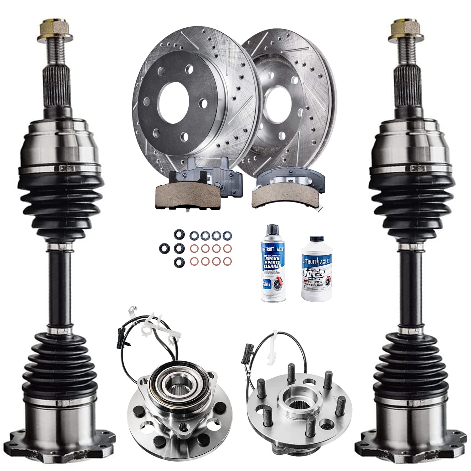 Detroit Axle - Front CV Axle Wheel Hubs Drilled Slotted Brakes and ...