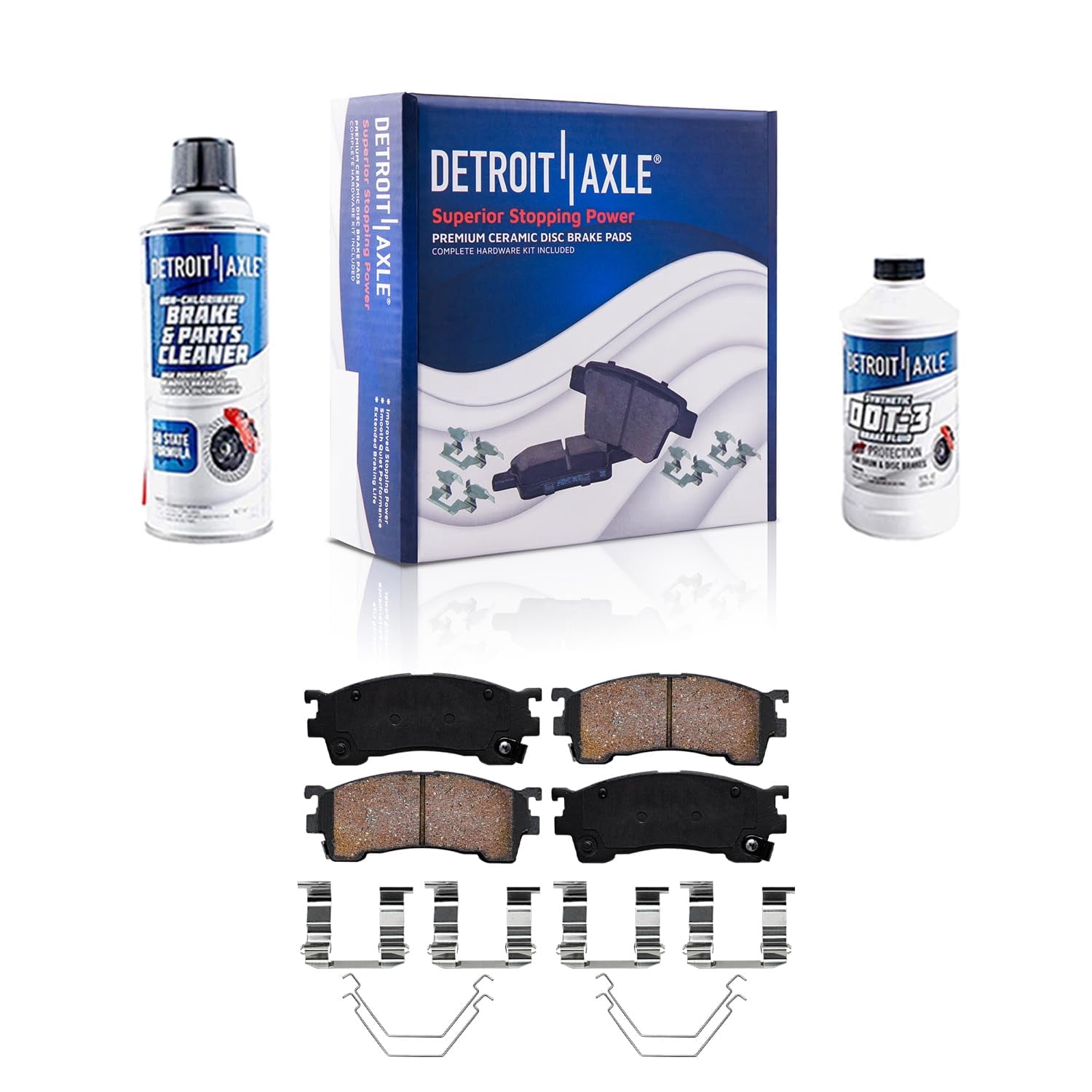 Detroit Axle - Front Ceramic Brake Pads + Cleaner & Fluid Replacement ...