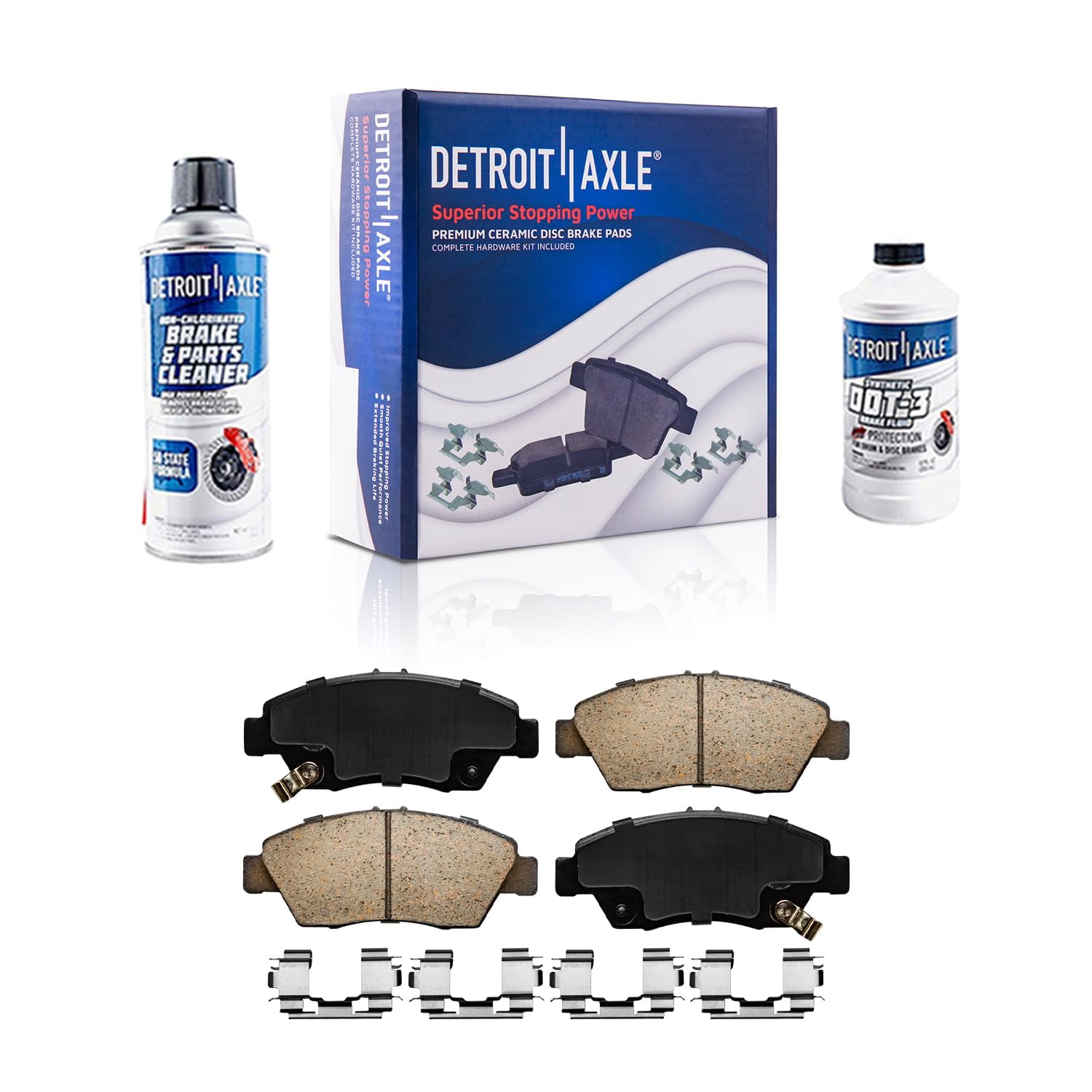 Detroit Axle - Front Ceramic Brake Pads w/Hardware, Brake Cleaner ...