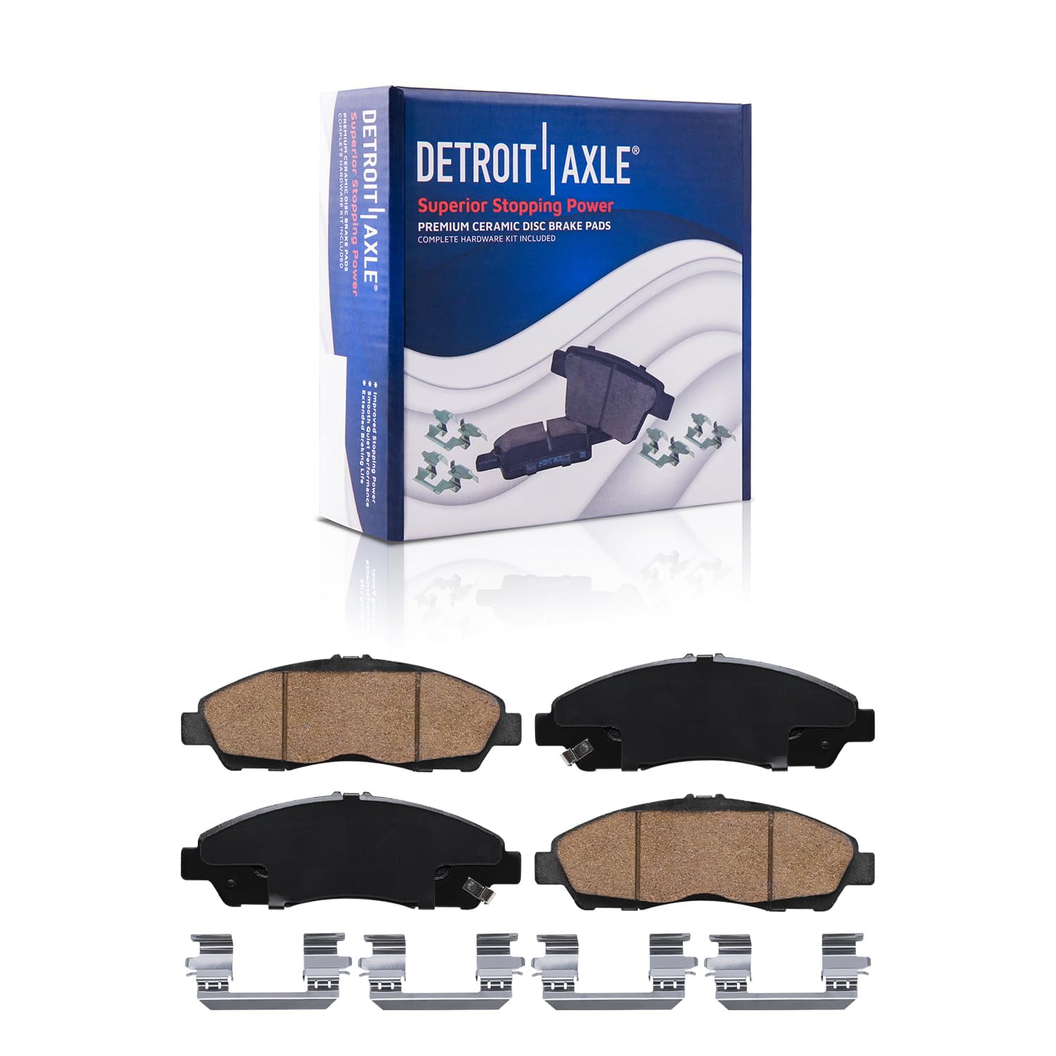 Detroit Axle - Front Ceramic Brake Pads w/Hardware Replacement for ...